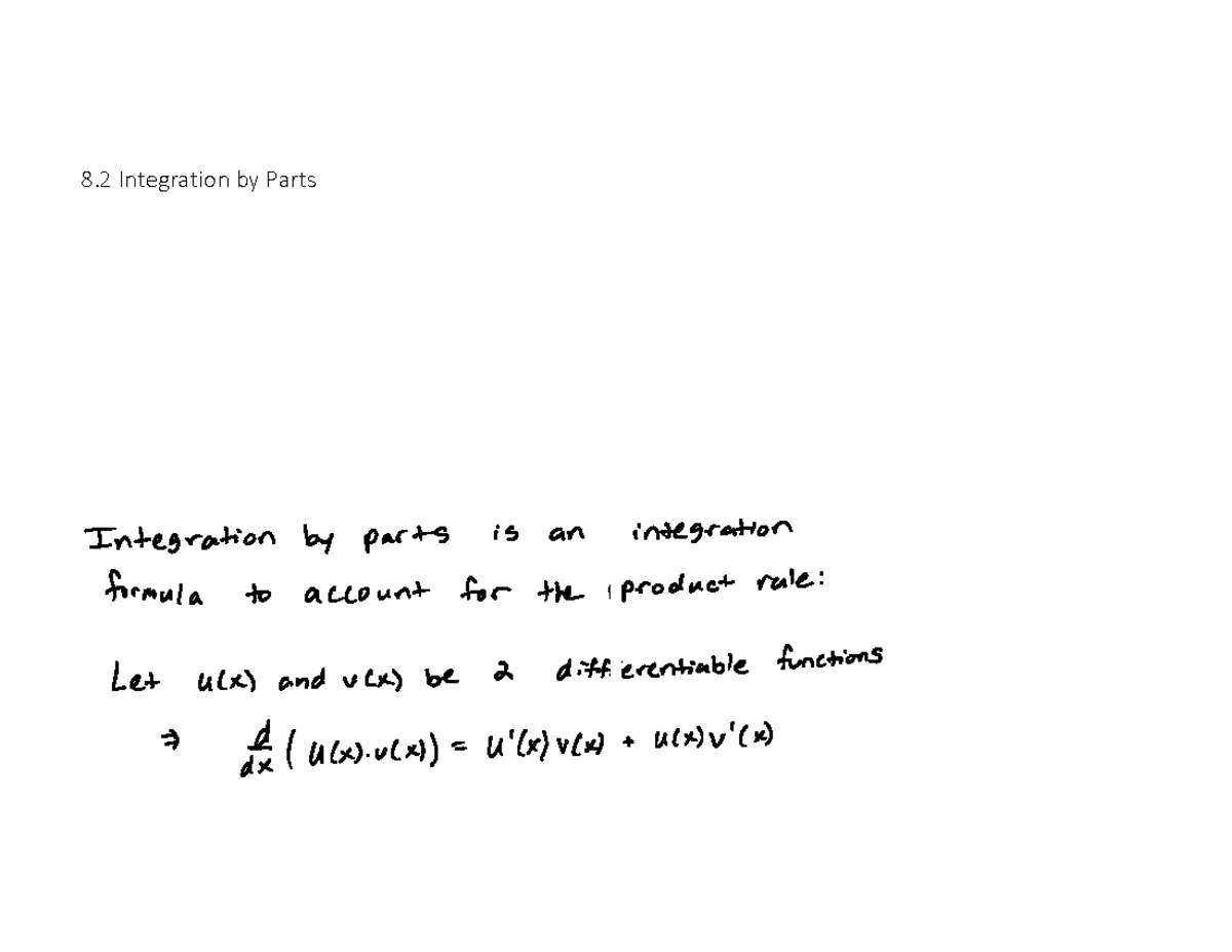 Integration By Parts Notes On How To Solve Integrals That Cannot Be