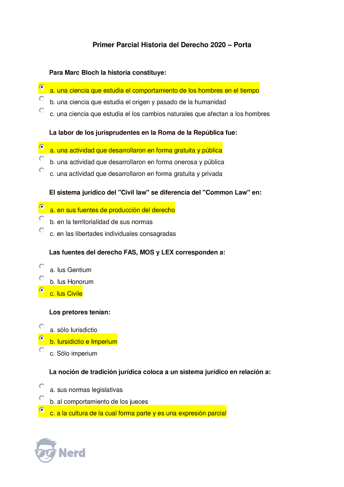 Parciales Historia Del Derecho 2020 Primer Parcial Historia Del