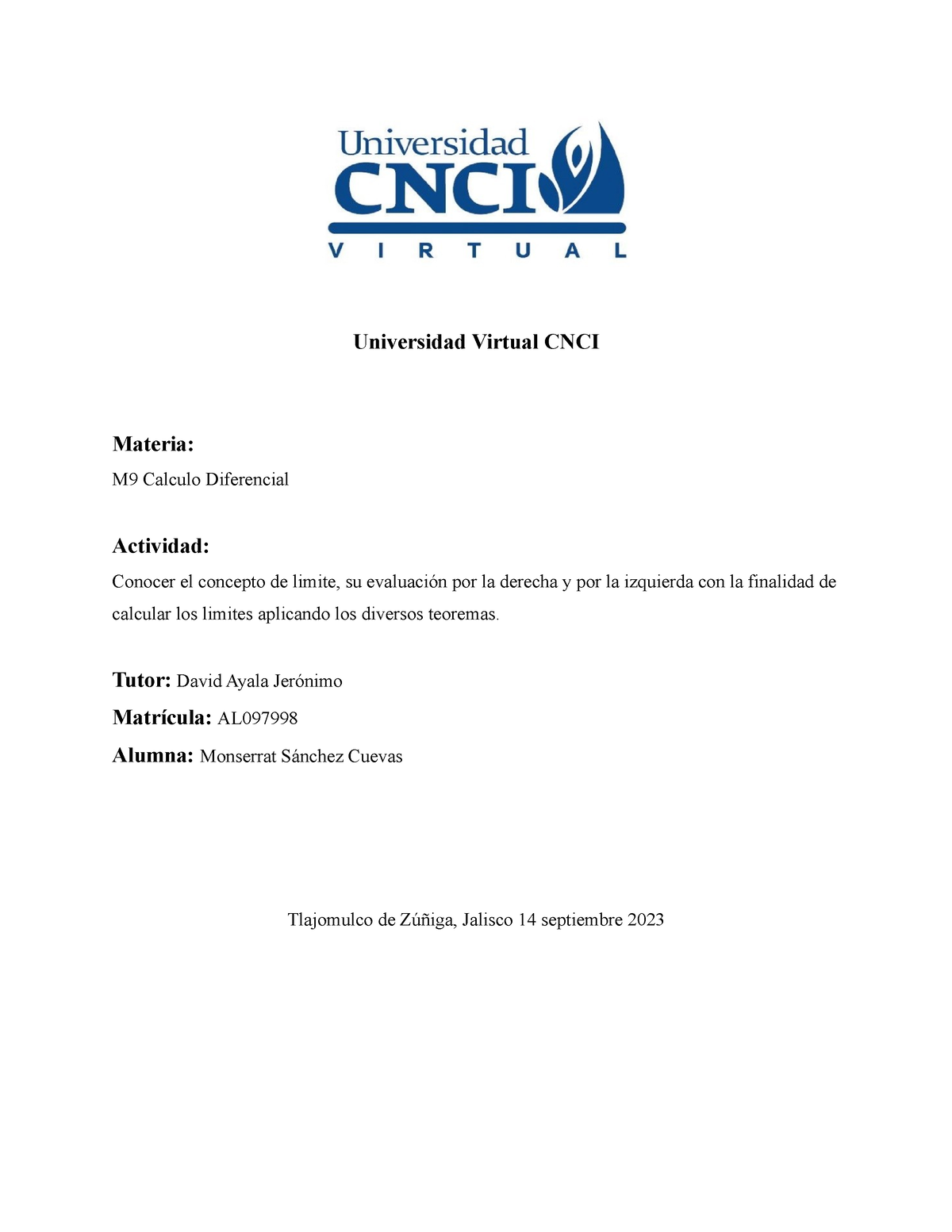 Actividad 2 Calculo Diferencial Universidad Virtual Cnci Materia