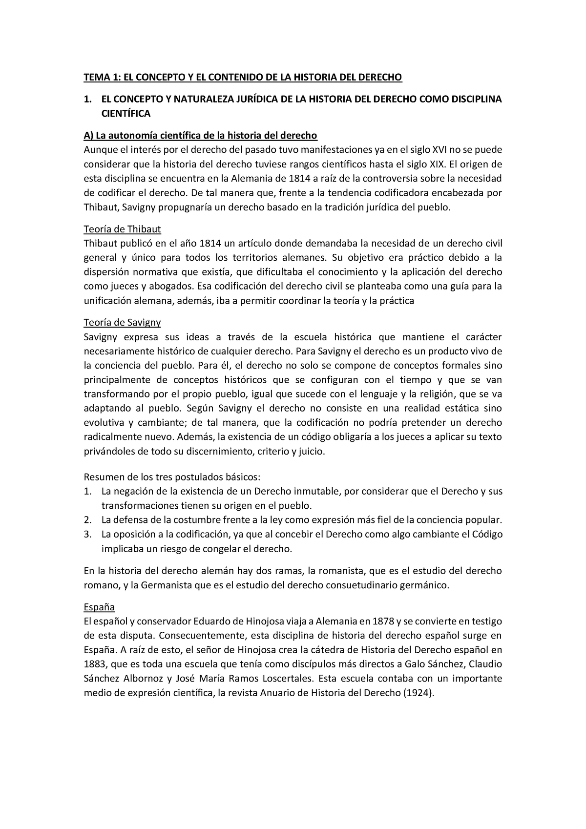 Tema 1 Historia Del Derecho Tema 1 El Concepto Y El Contenido De