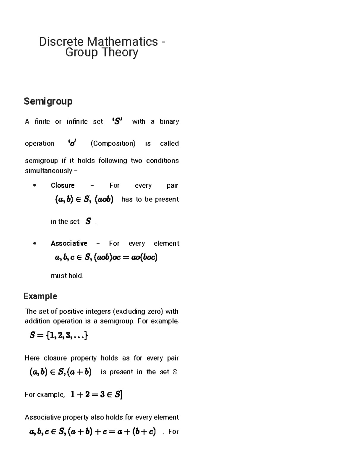 Discrete Mathematics Group Theory Discrete Mathematics Discrete