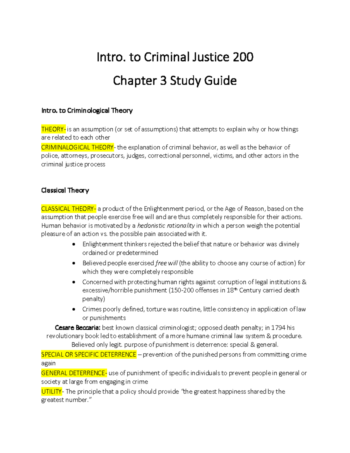 Chapter 3 Notes Criminal Justice Intro To Criminal Justice 200