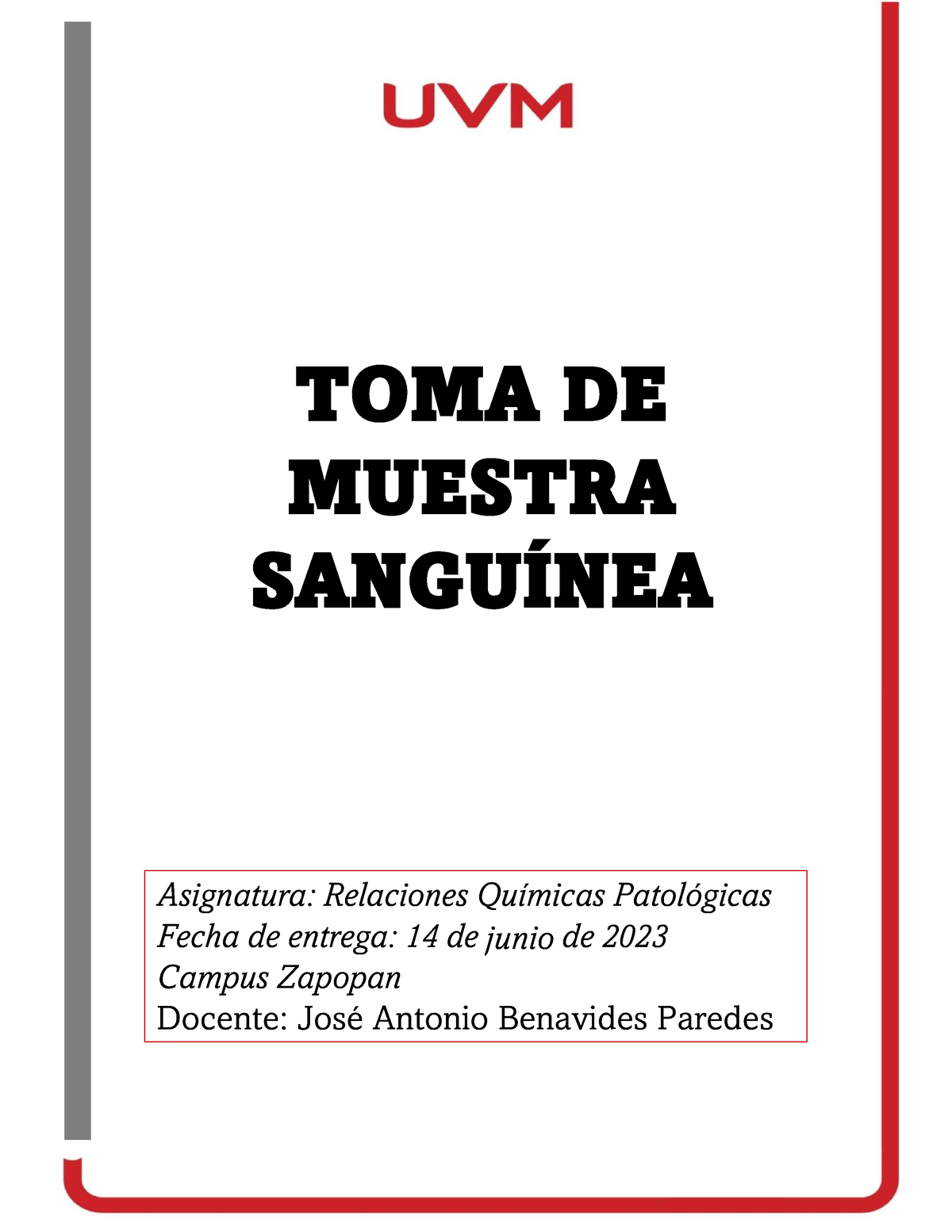 Reporte 12 Pato Manual De Practicas Toma De Muestra SanguÍnea