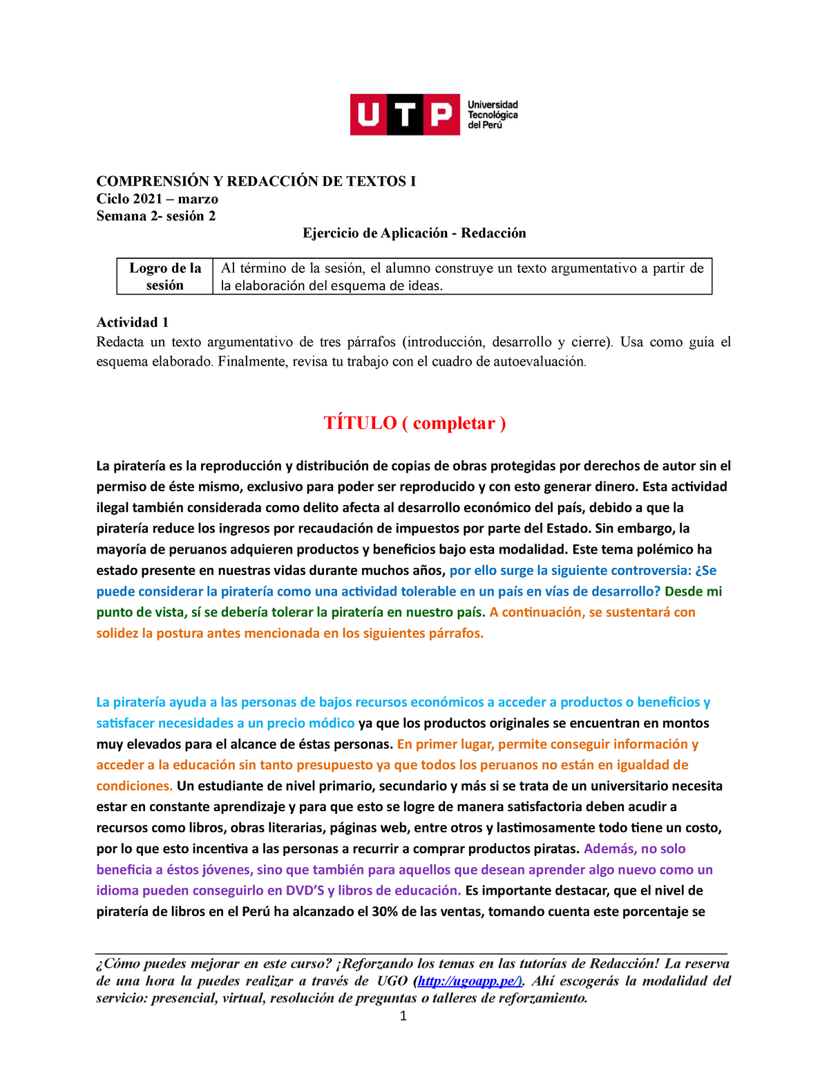 S02s2 Trabajo Ejercicio De Aplicación ComprensiÓn Y RedacciÓn De