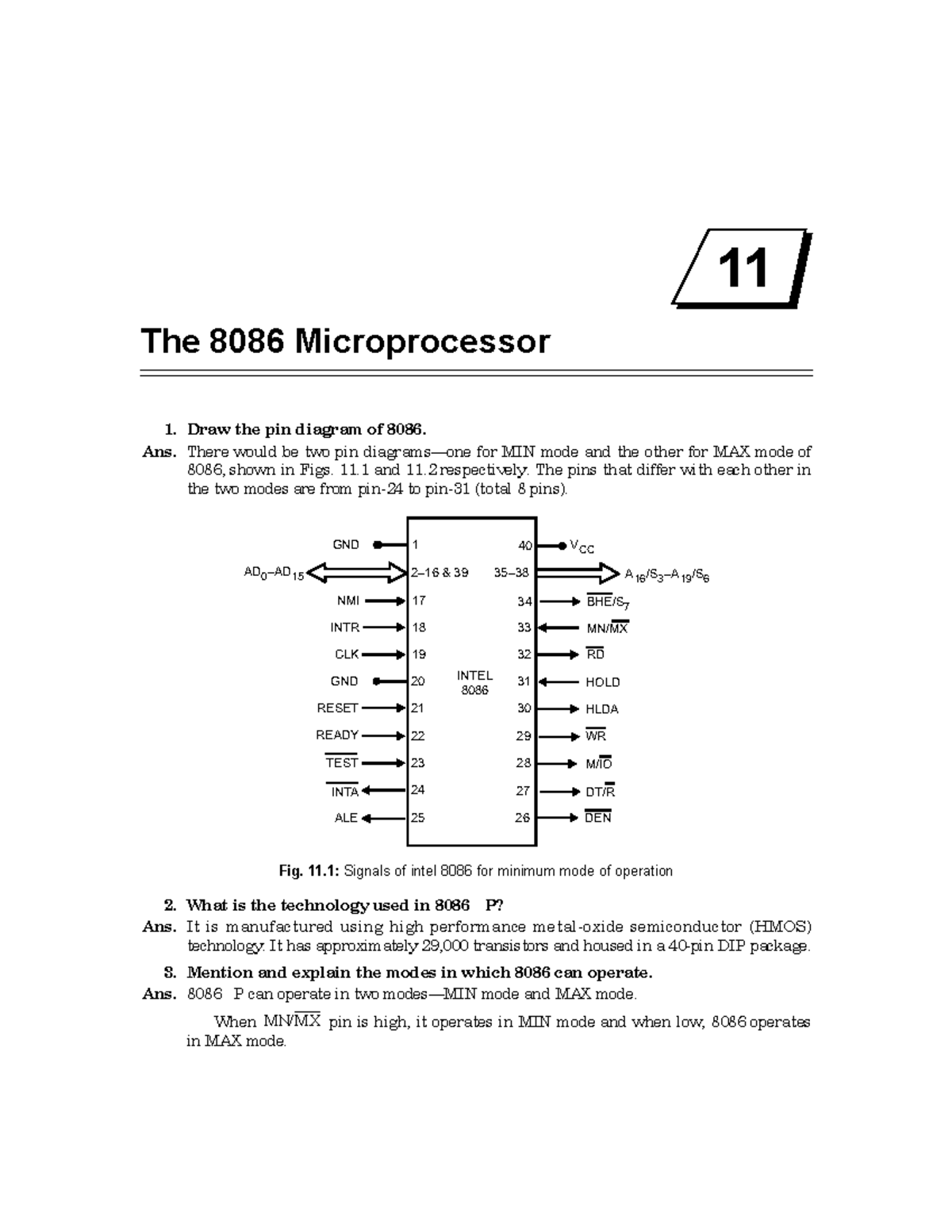 Microprocesshandout 8086 11 The 8086 Microprocessor 1 Draw The Pin