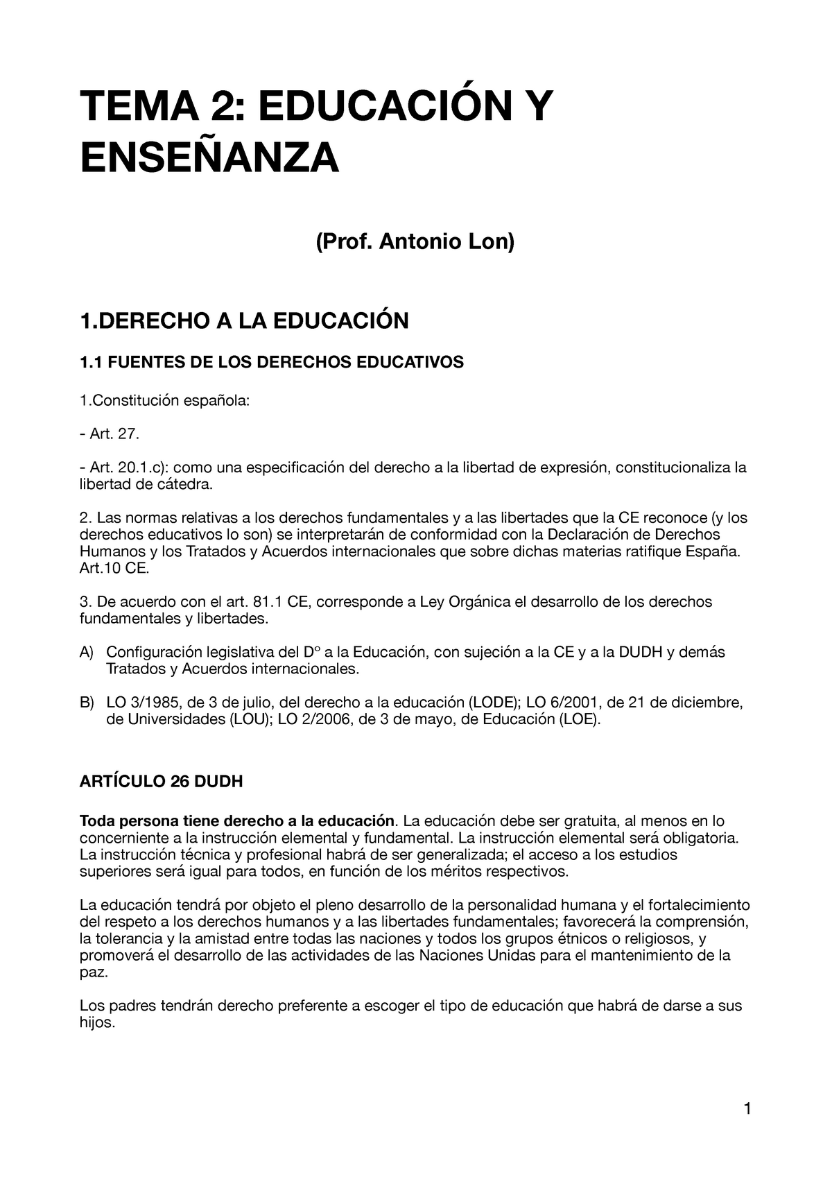 Tema 2 Administrativo Iii Tema 2 EducaciÓn Y EnseÑanza Prof