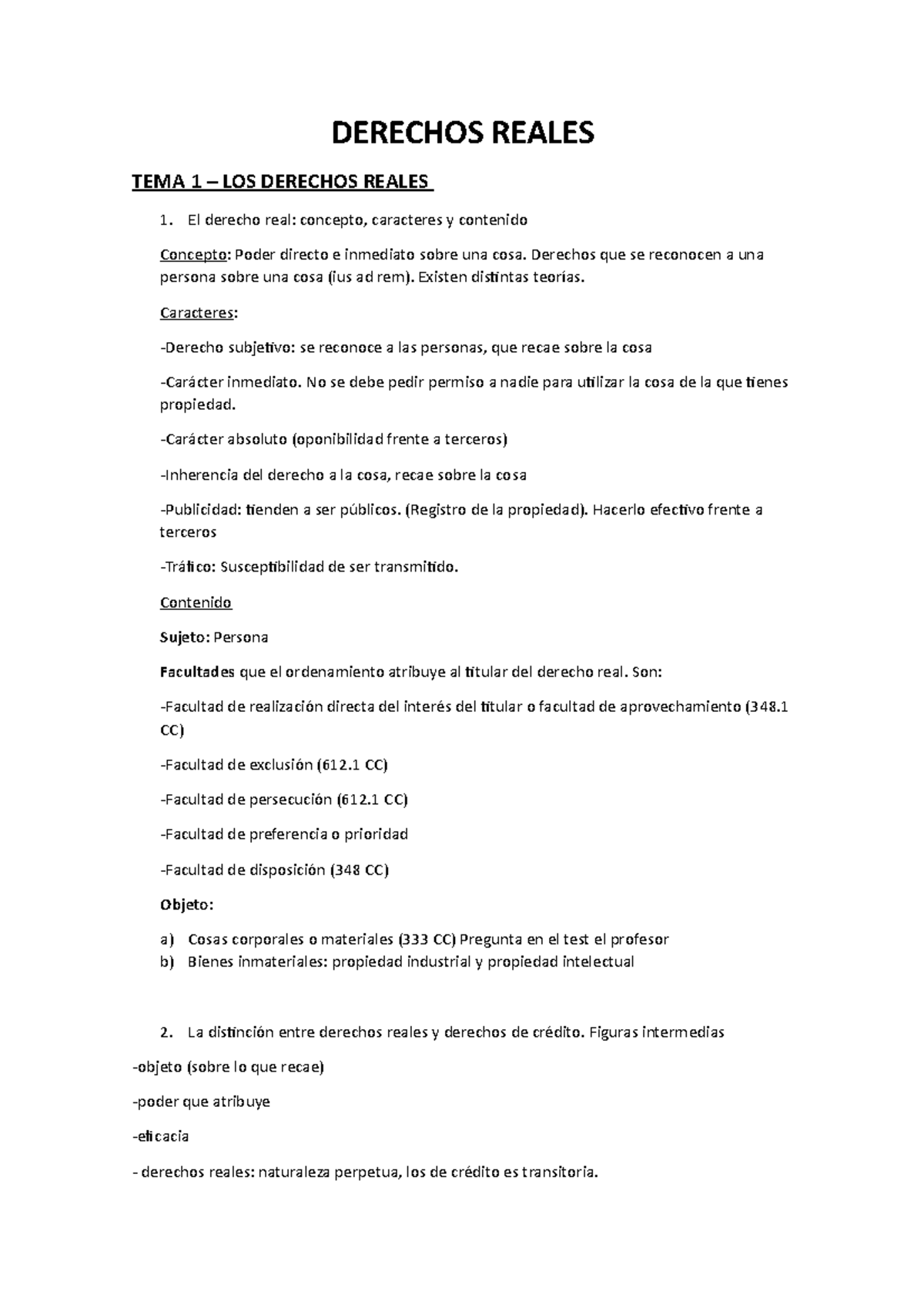 Derechos Reales Derechos Reales Tema 1 Los Derechos Reales El