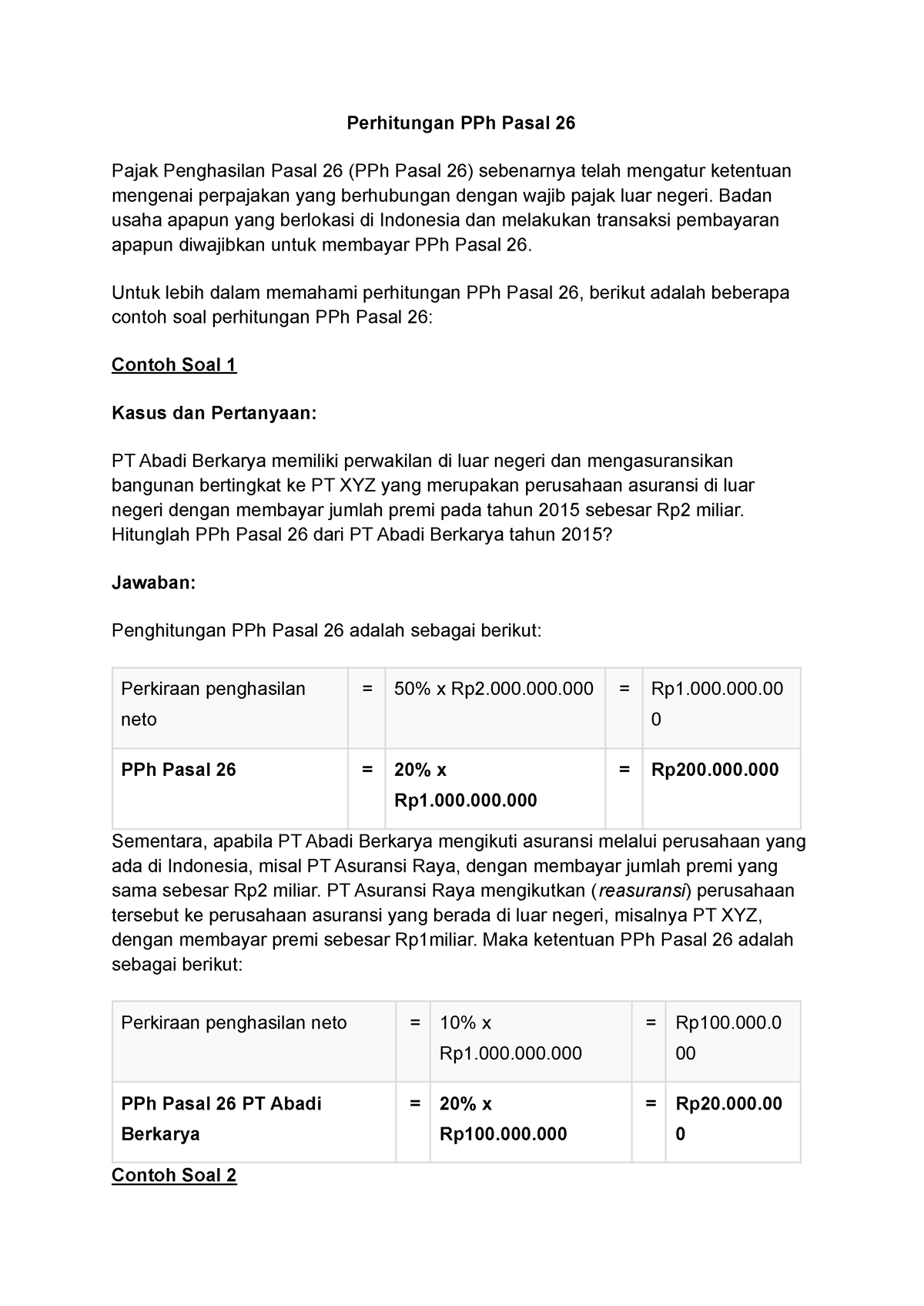 Contoh Soal Pph Pasal Pph Pasal Contoh Perhitungan Pph Pasal Hot Sex