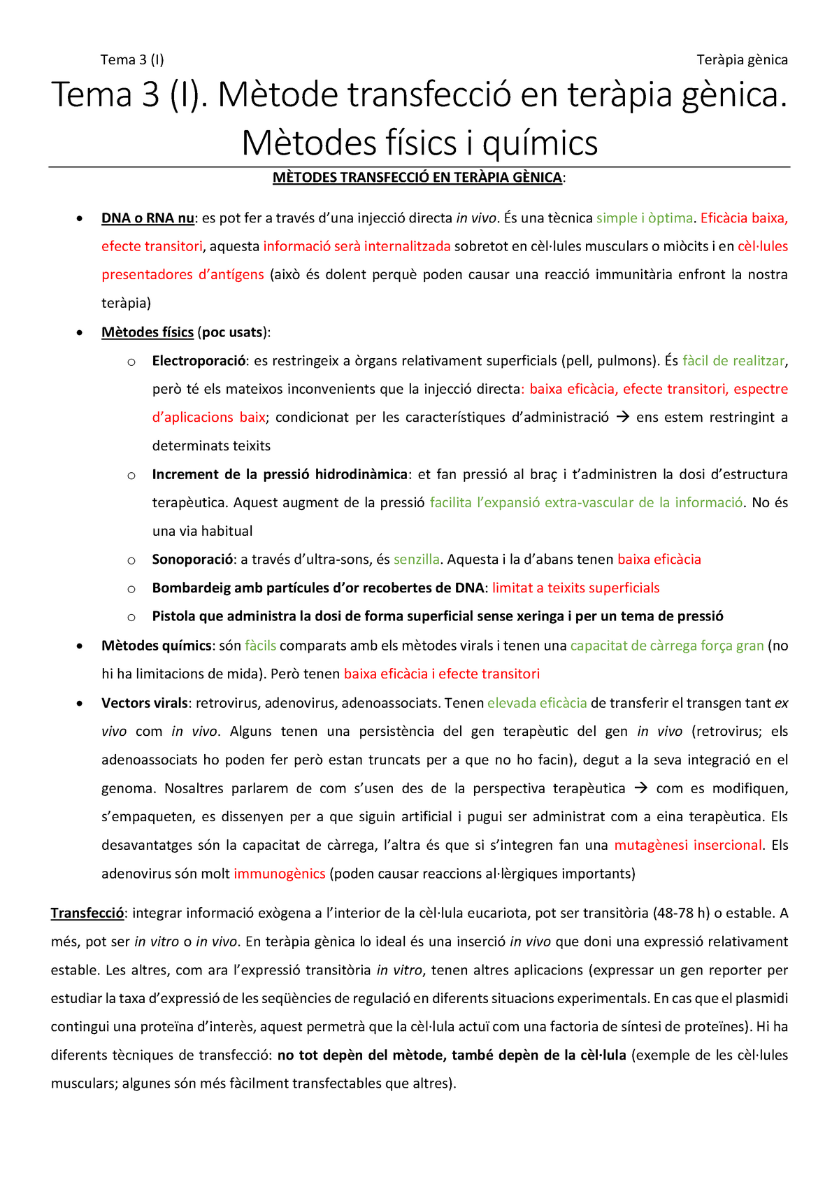 Tema 3 I Mètodes De Transfecció En Teràpia Gènica Mètodes Físics I