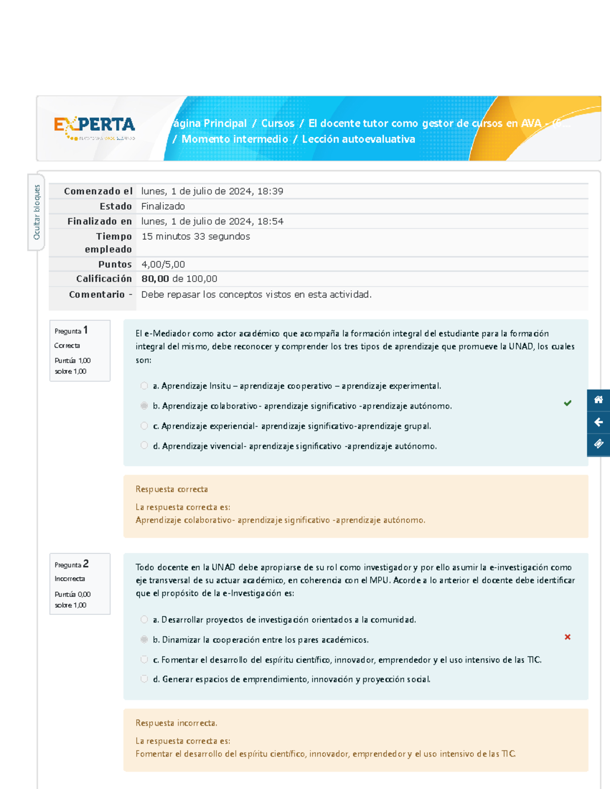 Lección Autoevaluativa Revisión Del Intento Leccion 2 1 Pregunta 1