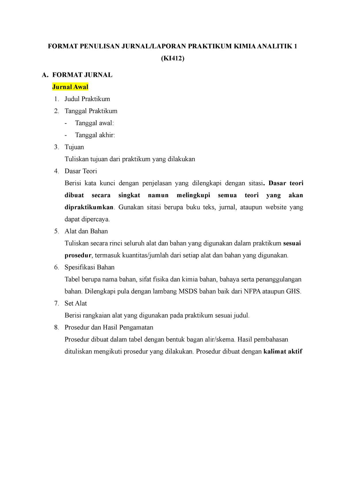 Format Penulisan Jurnal Laprak Lkda Format Penulisan Jurnal Laporan