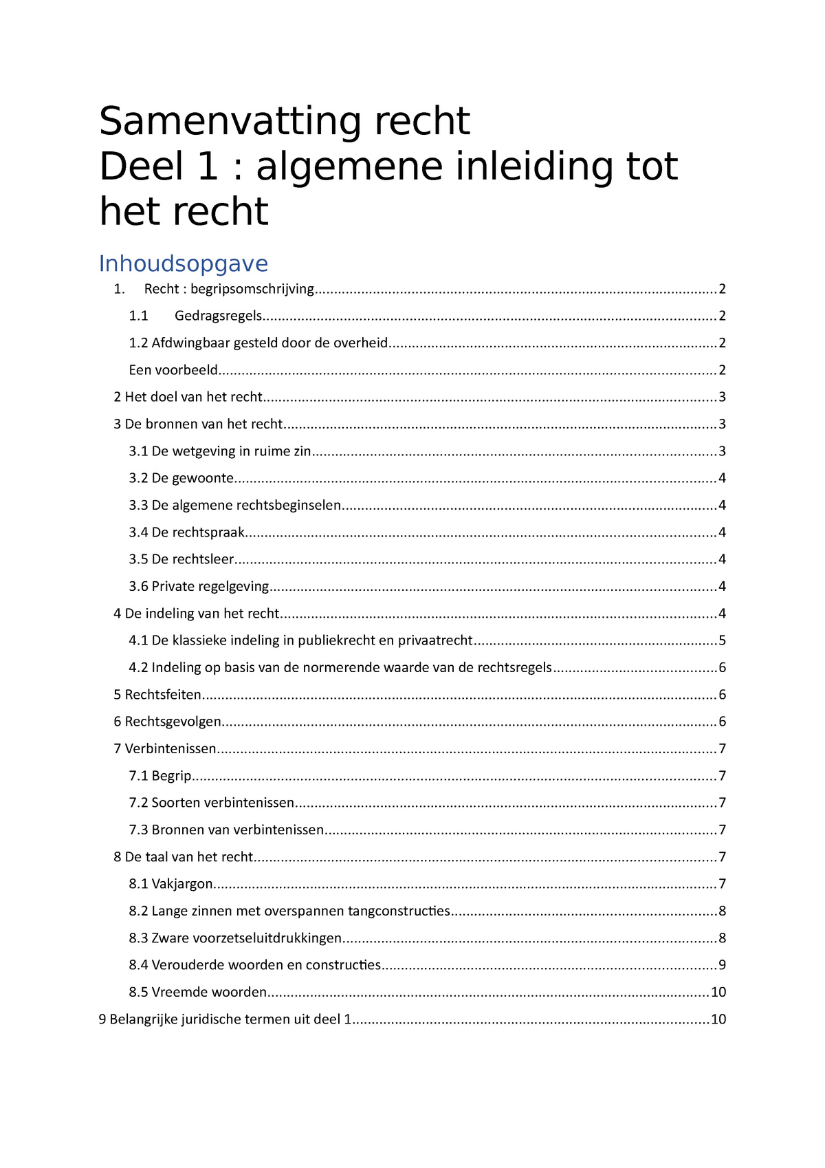 1 Recht Algemene Inleiding Samenvatting Recht Deel 1 Algemene