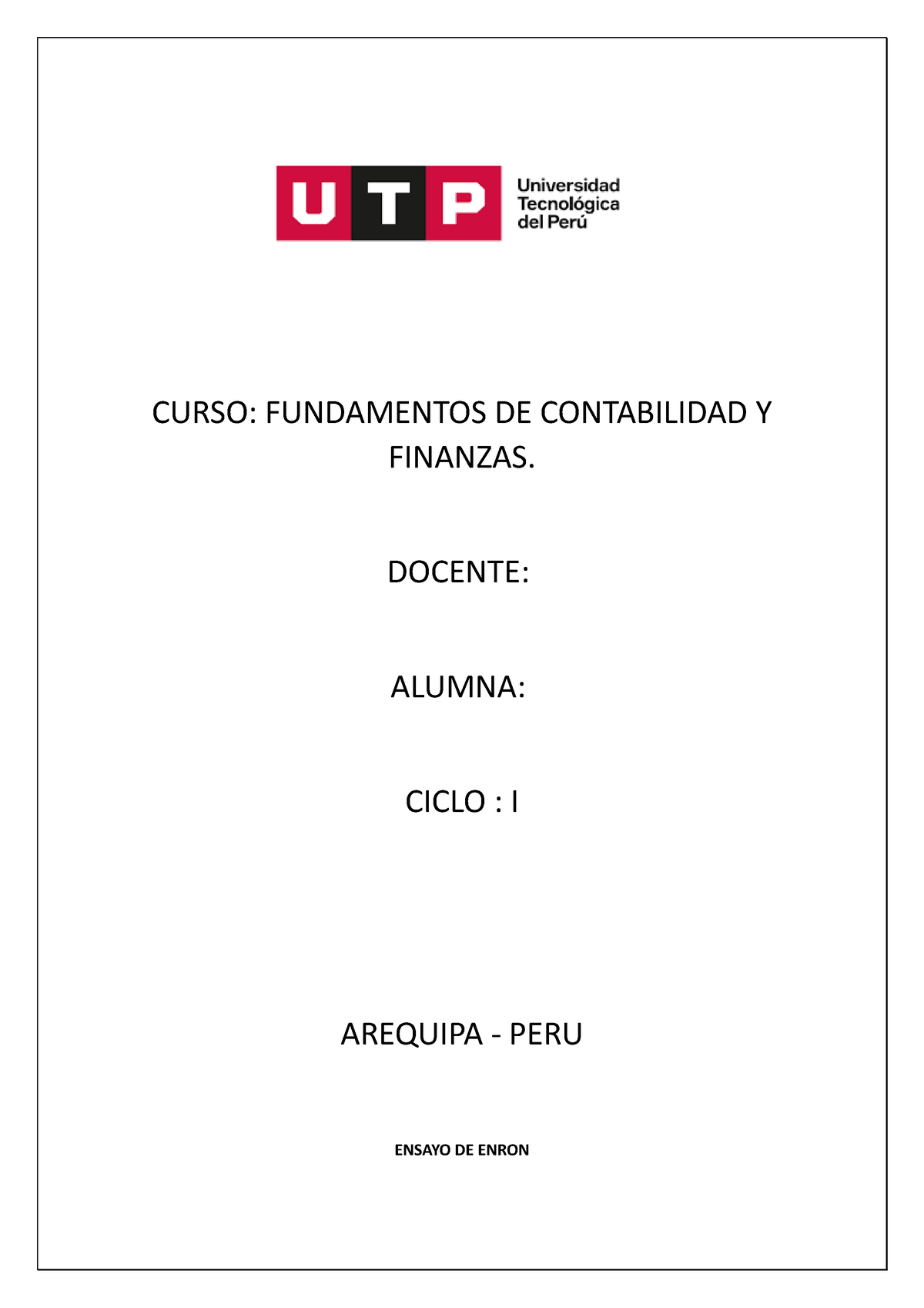 Ensayo Fundamentos De Contabilidad Curso Fundamentos De Contabilidad