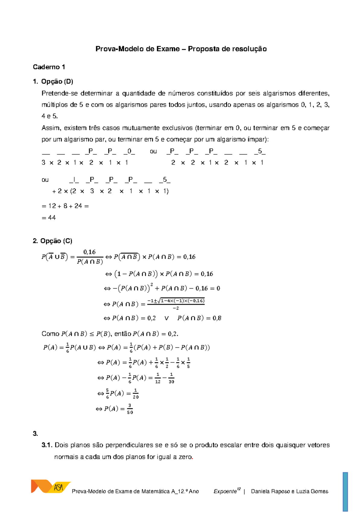 Prova Modelo 05jun2018 Resolução 12 Prova Modelo De Exame Proposta