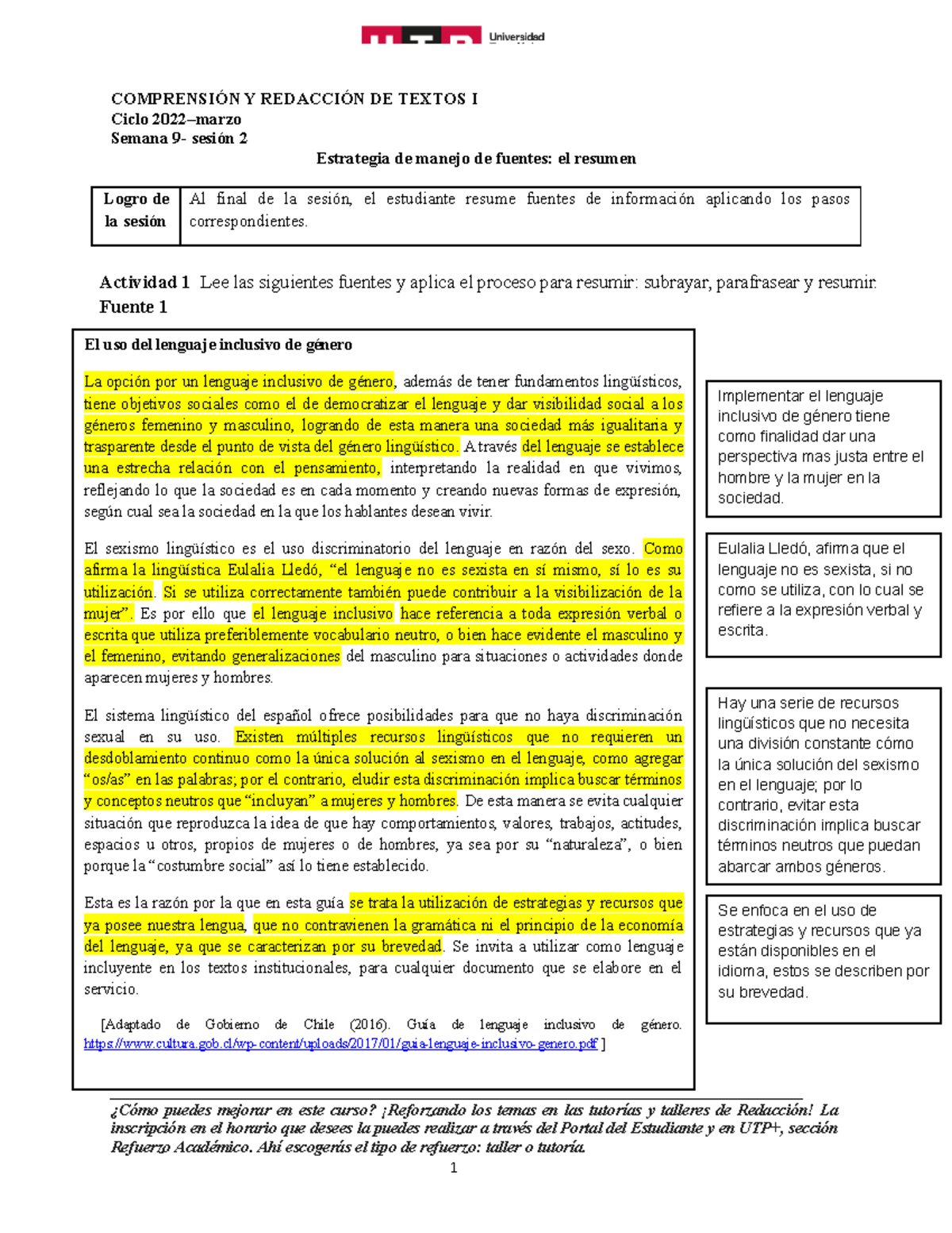 S09s2 El Resumen Como Estrategia De Manejo De Fuentes 1 ComprensiÓn