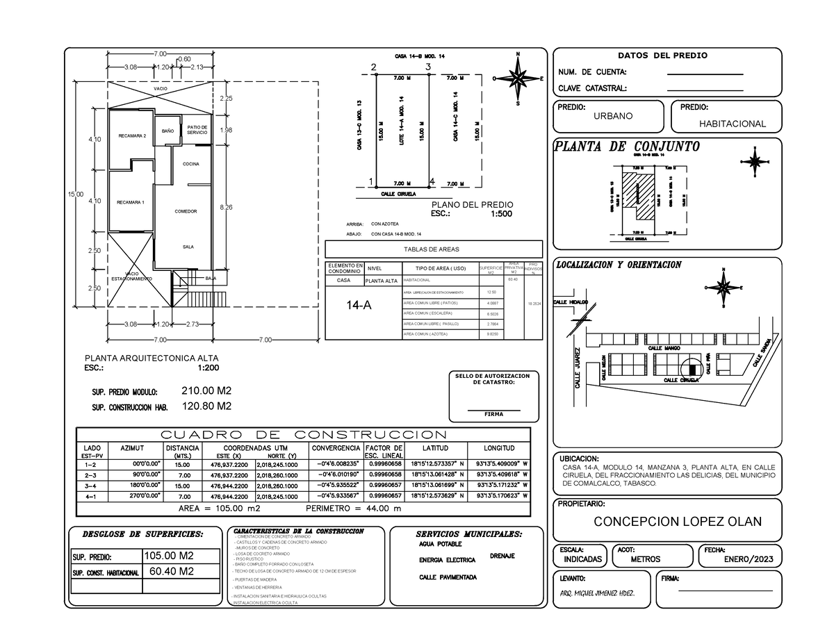 Plano De Concepcion Lopez Olan Concepcion Lopez Olan 4 4 2 2 3 1