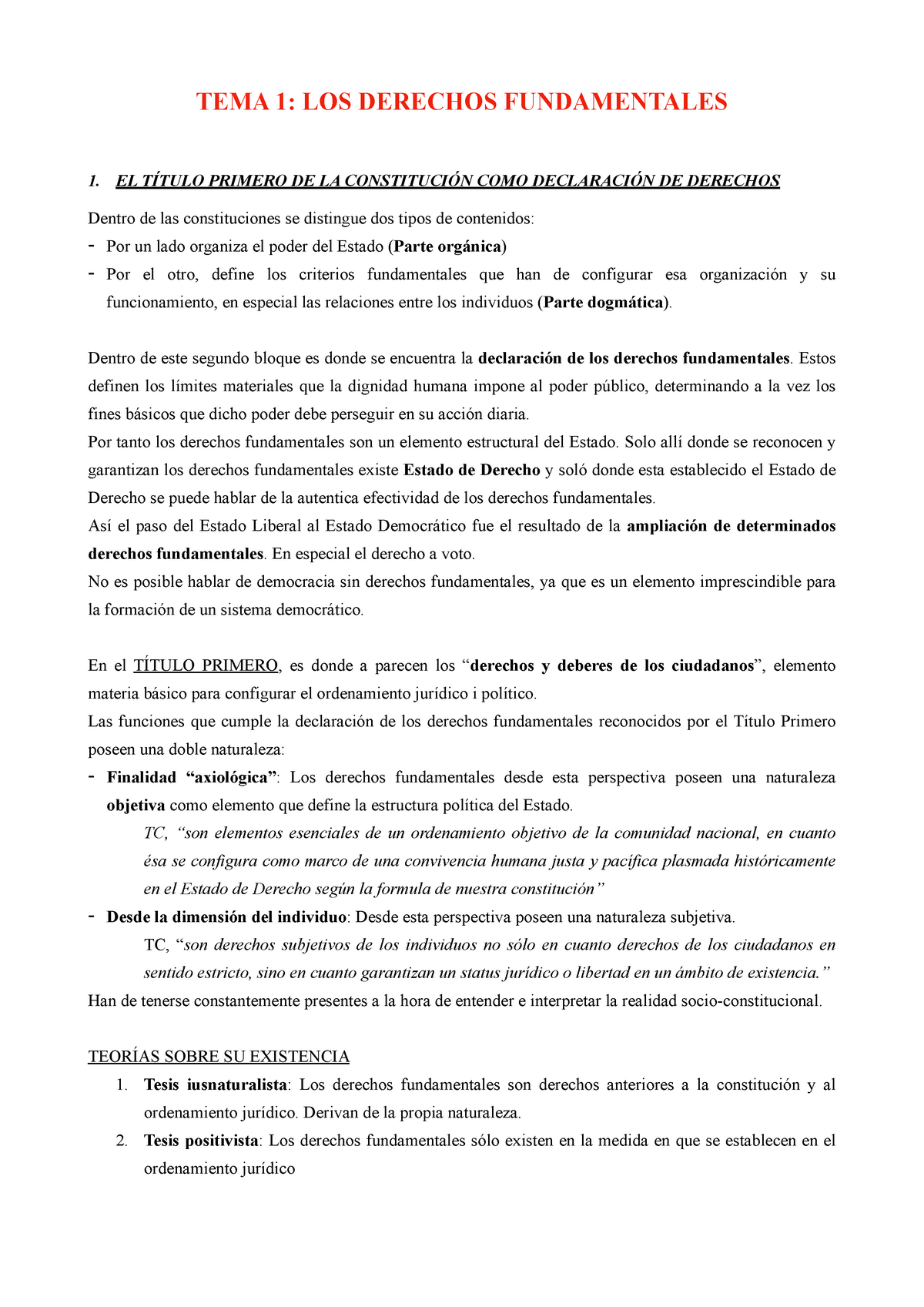 Derechos Y Libertades Fundamentales Tema 1 Los Derechos