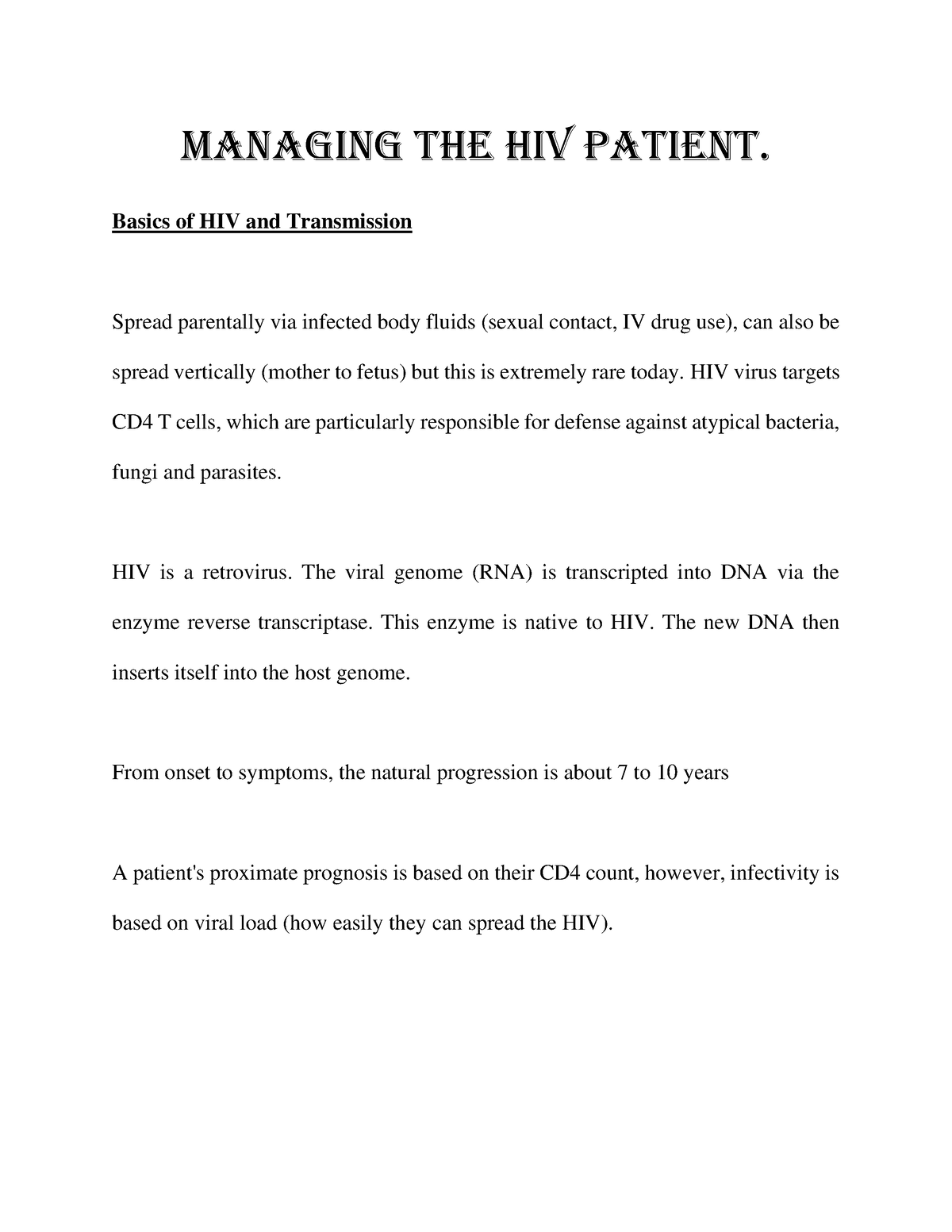 Managing The Hiv Patient Basics Of Hiv And Transmission Spread