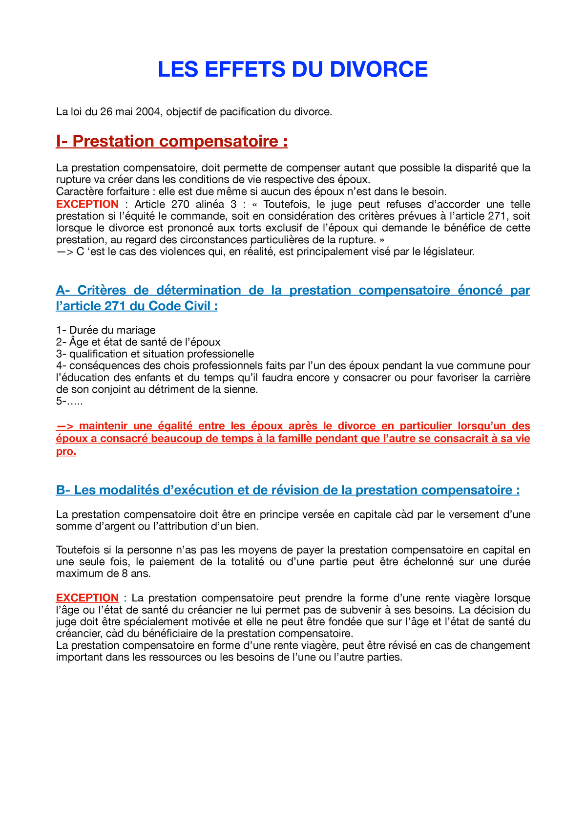 Les Effets Du Divorce Les Effets Du Divorce La Loi Du 26 Mai 2004