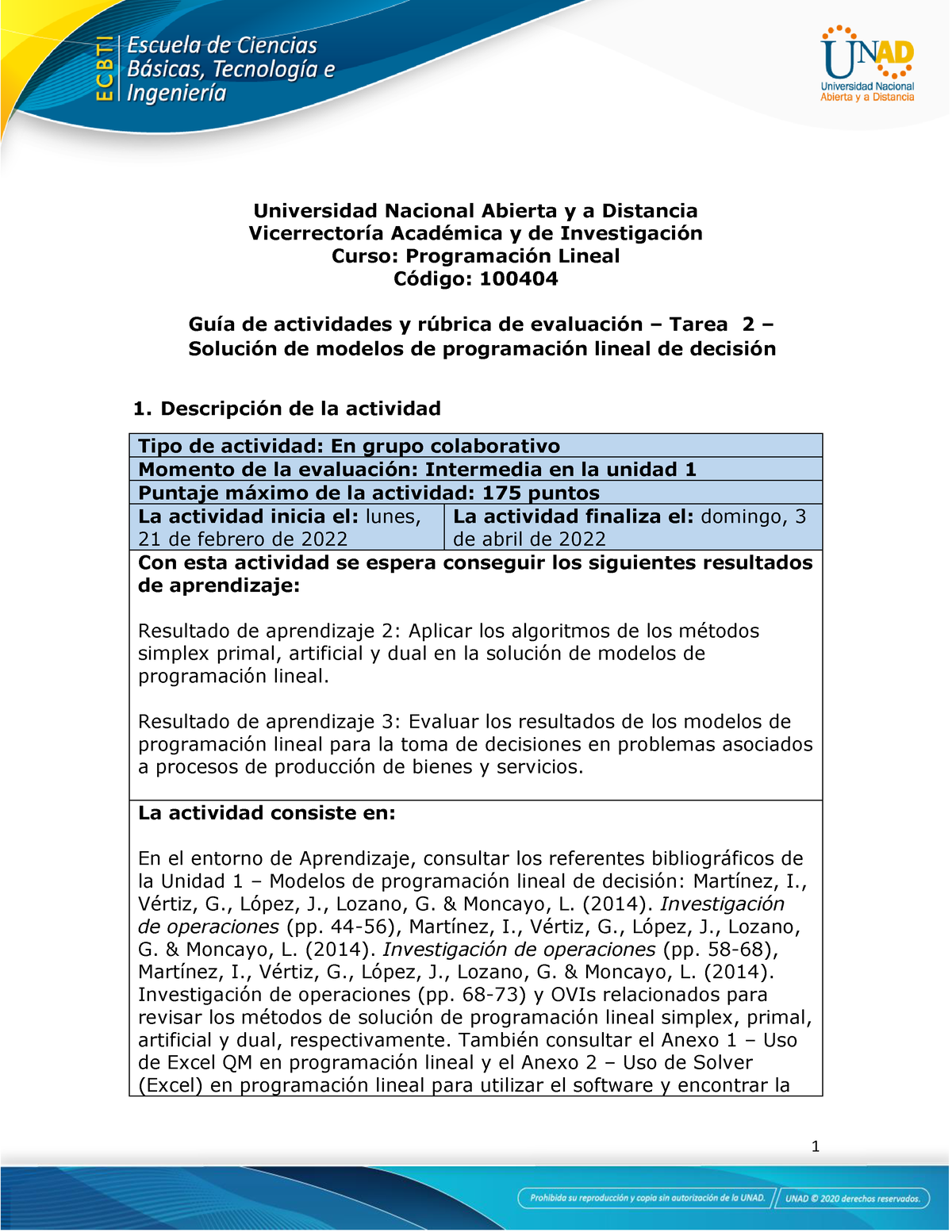 Guía De Actividades Y Rúbrica De Evaluación Unidad 1 Tarea 2