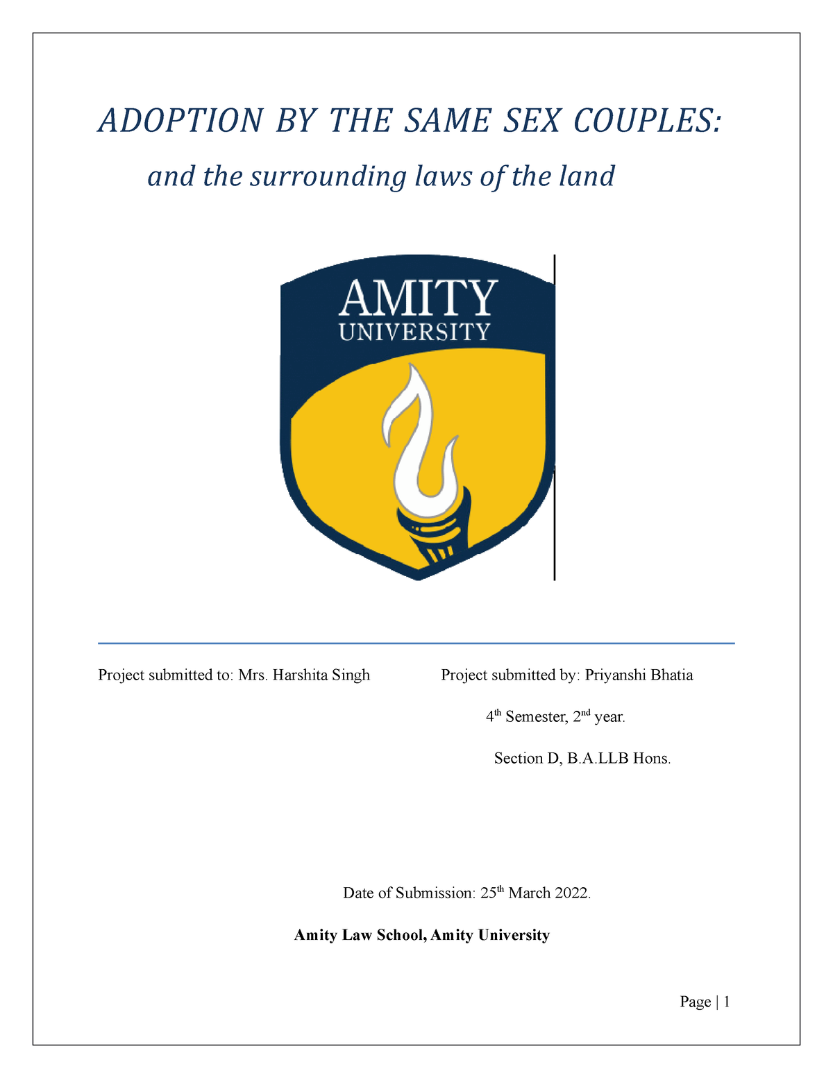 Constitutional Law Research Paper Adoption By The Same Sex Couples