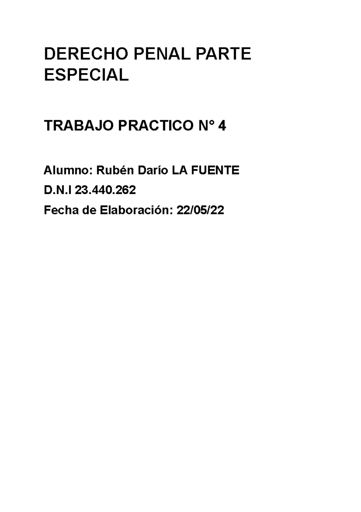 Tp 4 Derecho Penal Parte Especial Derecho Penal Parte Especial