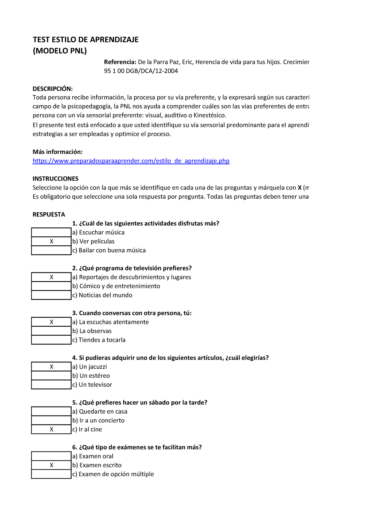 Guachalá K Test Estilos Aprendizaje Test Estilo De Aprendizaje