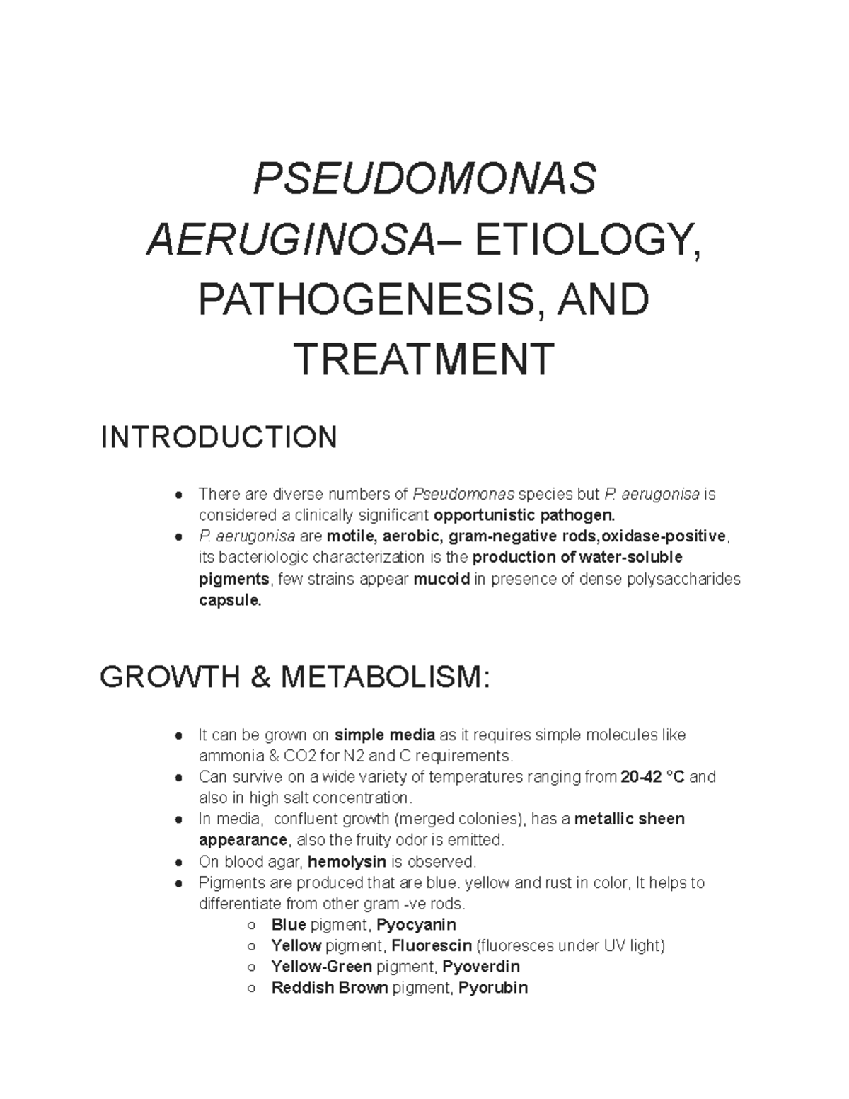 Pseudomonas Aeruginosa Etiology Pathogenesis And Treatment