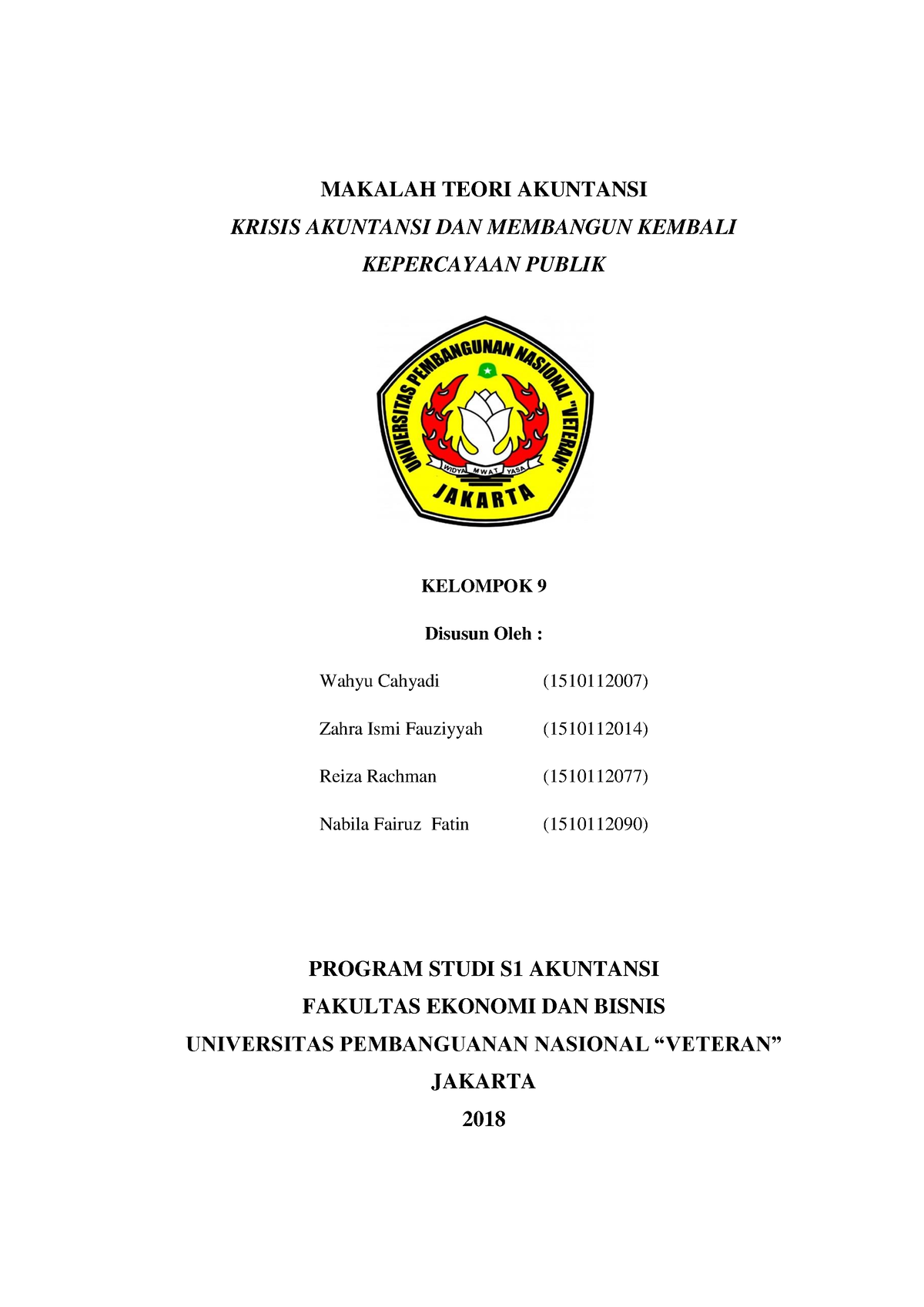 Makalah Teori Akuntansi Makalah Teori Akuntansi Krisis Akuntansi Dan