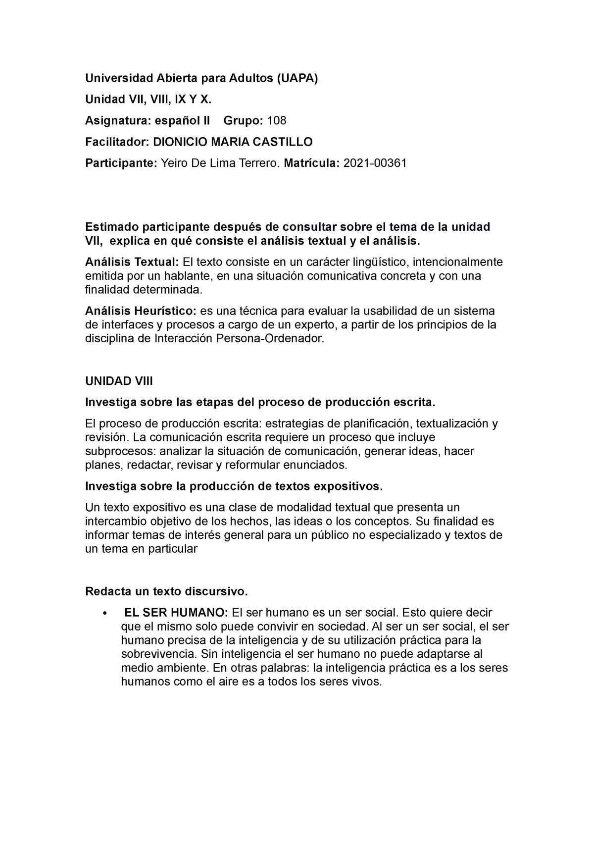 Español 2 Tarea 4 Universidad Abierta Para Adultos Uapa Universidad