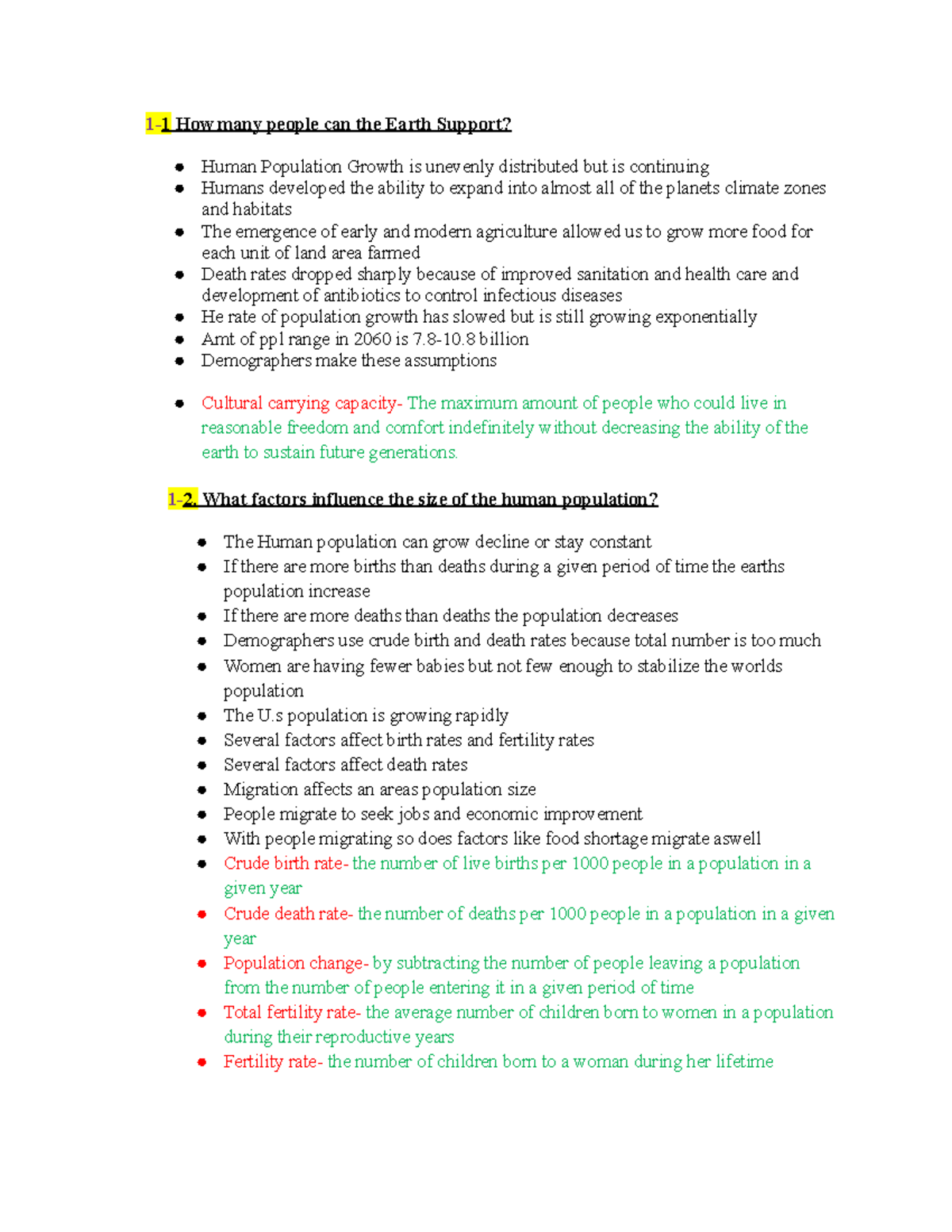 24p Camm Chapter 6 Reading Notes 1 1 How Many People Can The Earth