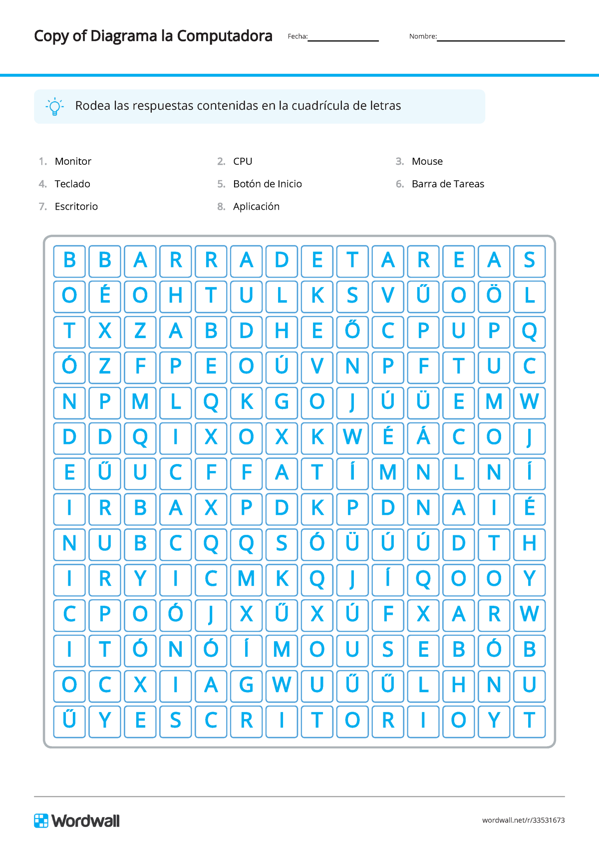 Partes De La Computadora Sopa De Letras Sexiz Pix