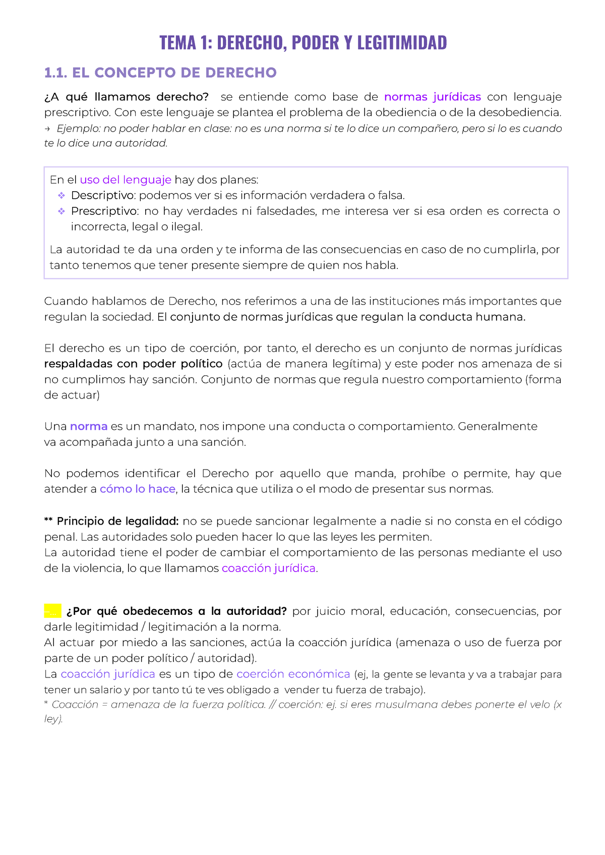 Parcial Fundamentos 1 Tema 1 Derecho Poder Y Legitimidad 1 El