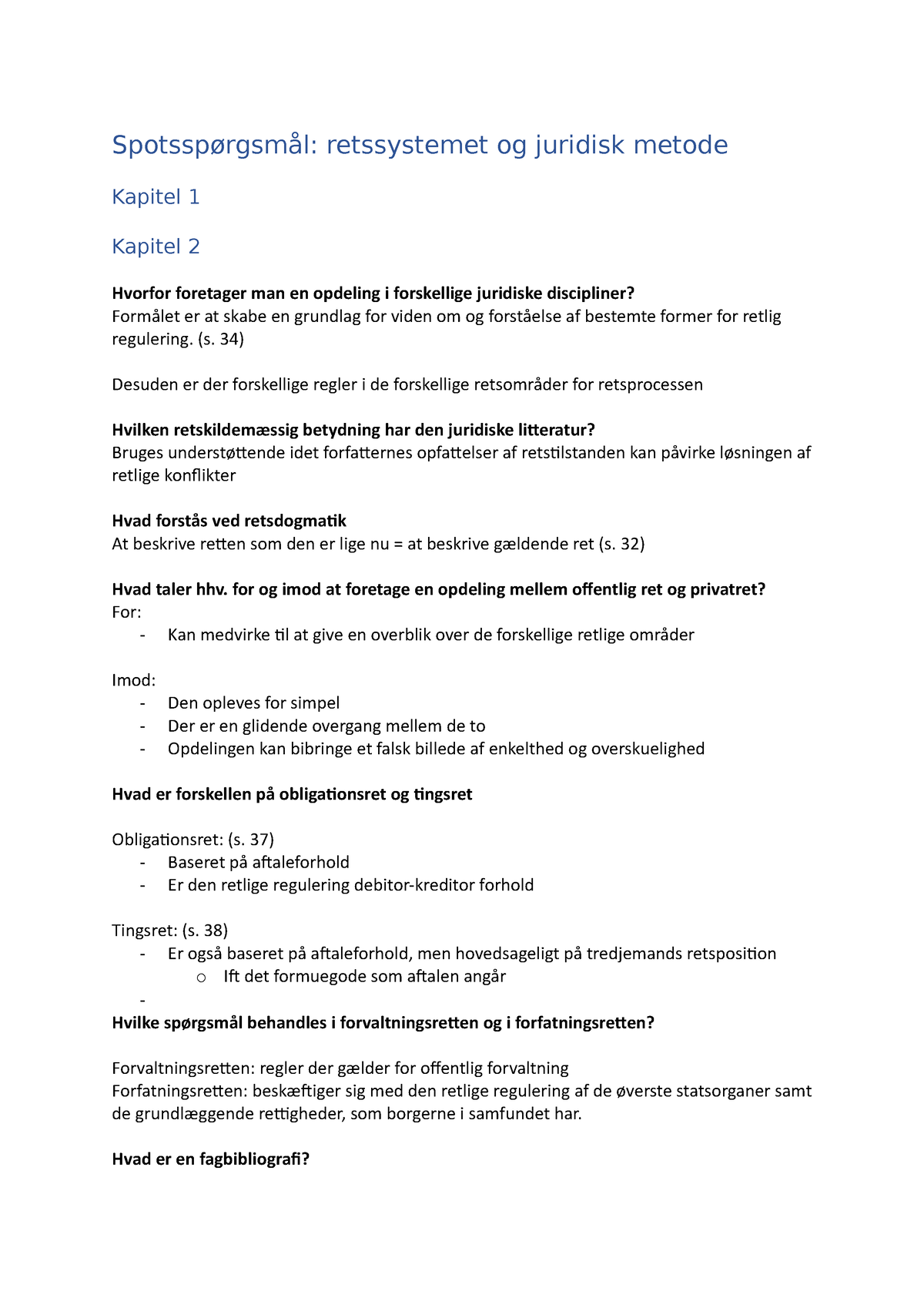 Spotsspørgsmål Juridisk Metode Retssystemet Og Juridisk Metode