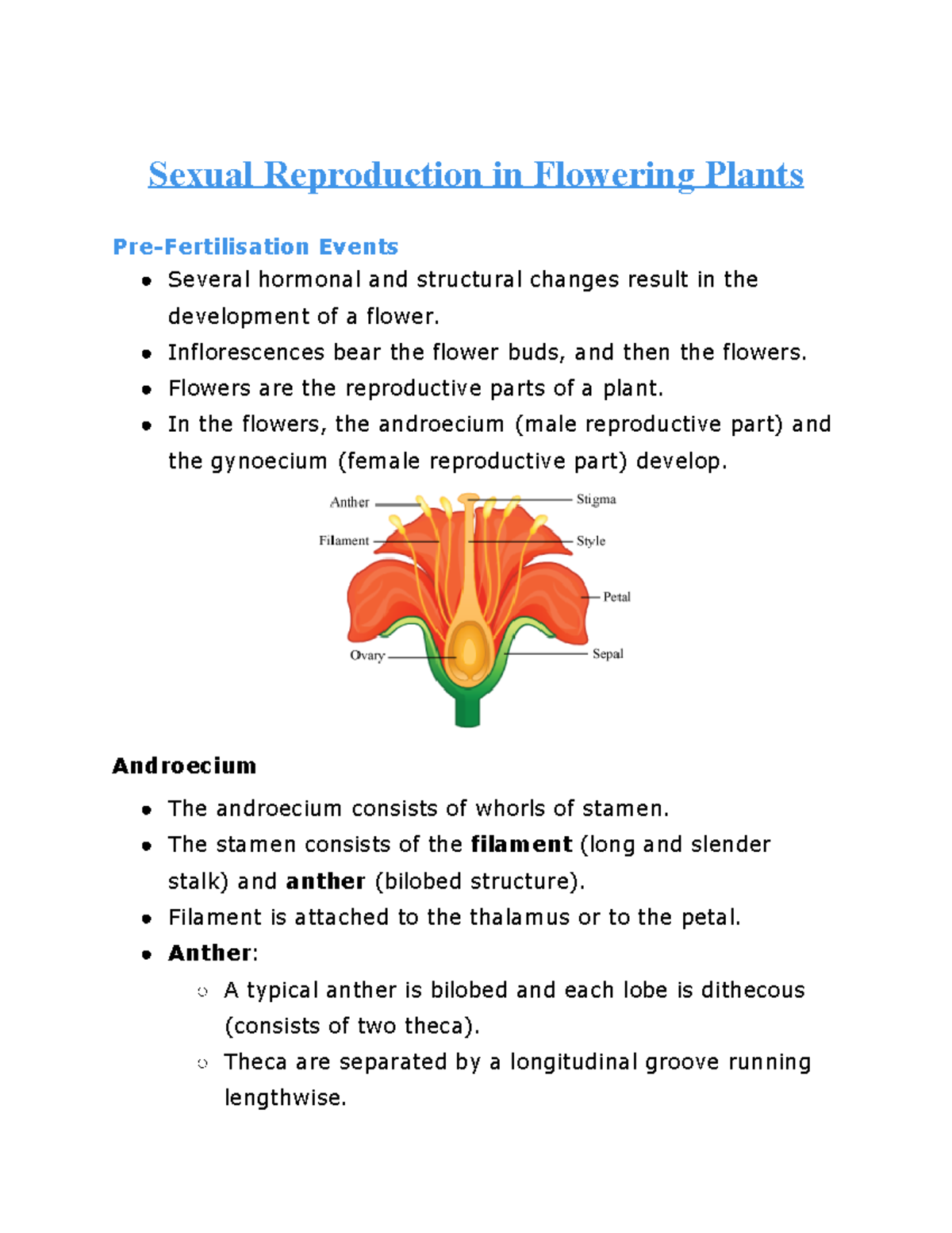 Ch2 Biology Notes Sexual Reproduction In Flowering Plants Pre