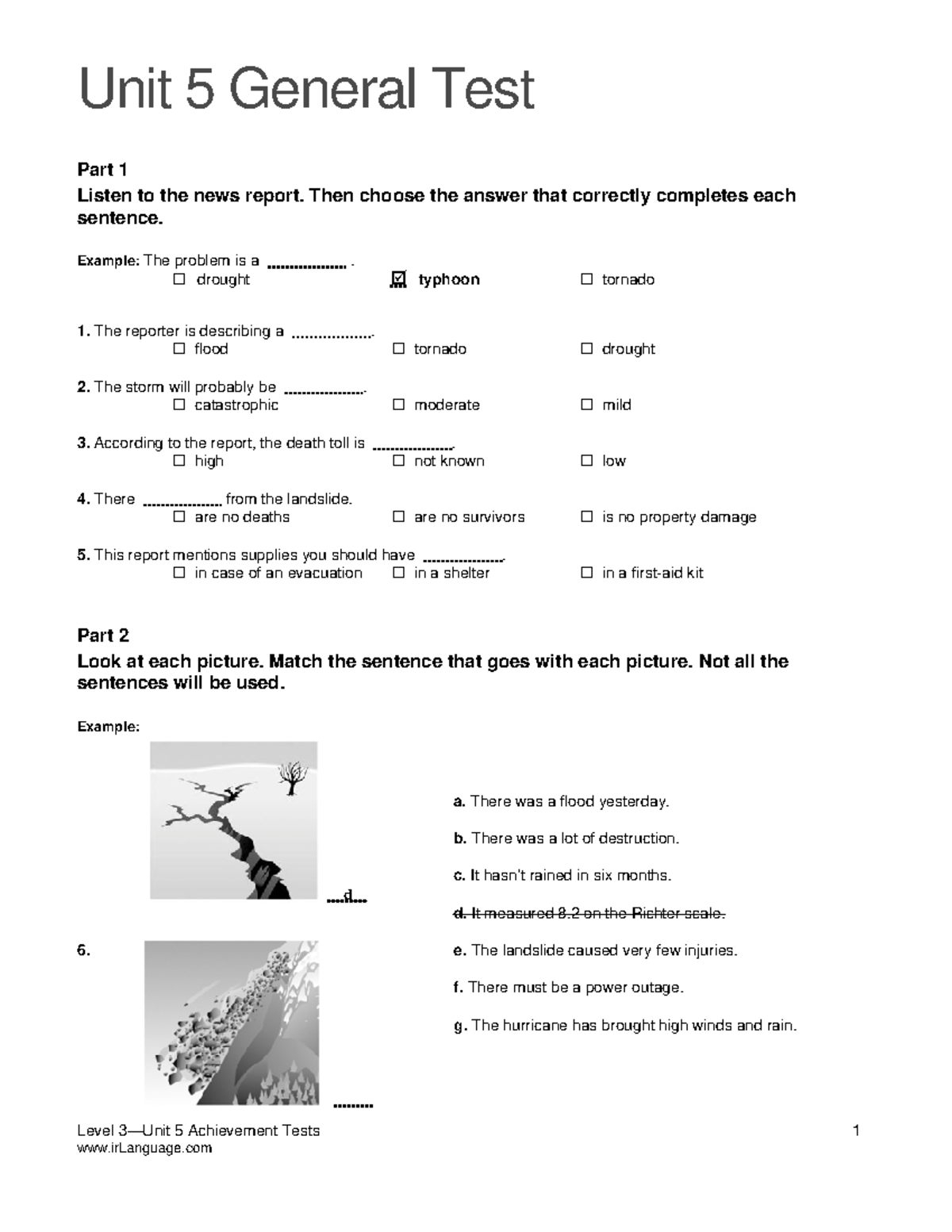 Tn3 Unit 5 Assessment Dnsnaj Unit 5 General Test Level 3—unit 5