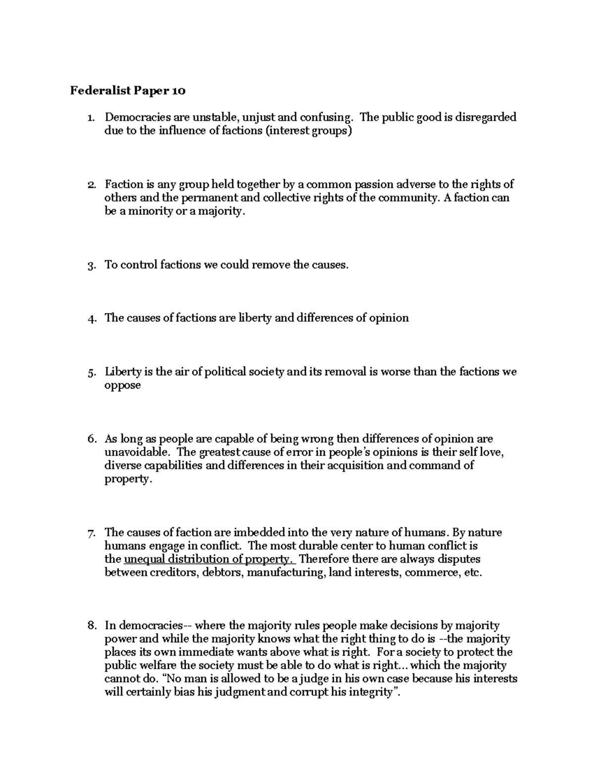 Federalist Paper 10 Explained Federalist Paper 10 Democracies Are