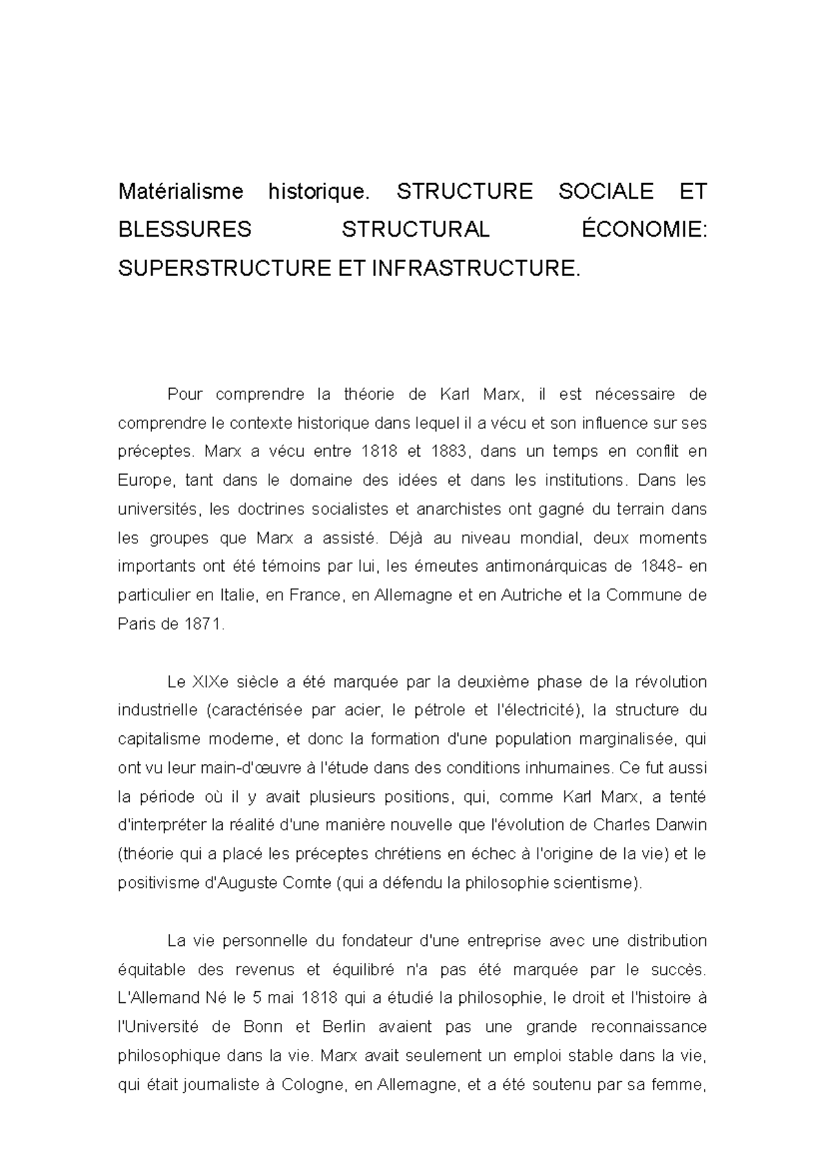 Structure Sociale Et Blessures Structural Économie Matérialisme