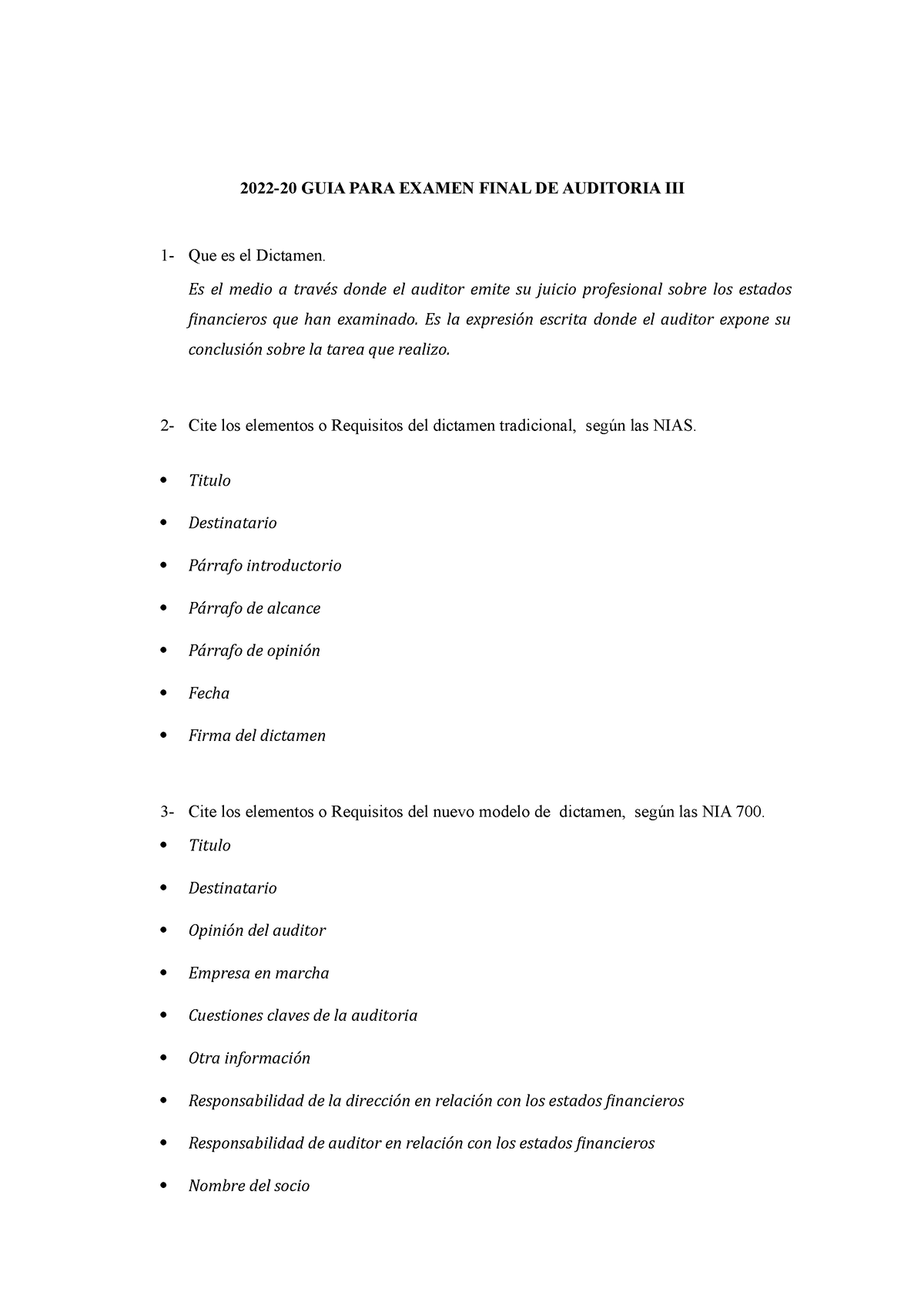 2022 20 Guia De Estudio Examen Final De Auditoria Iii 2022 20 Guia