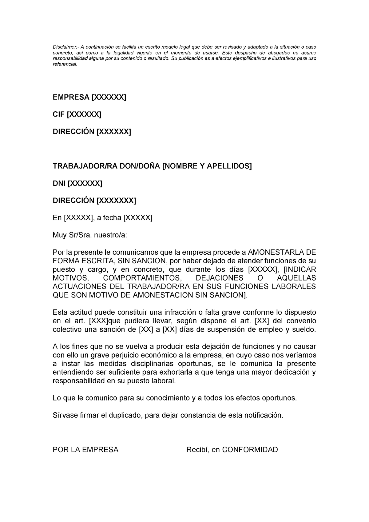 Introducir 51 Imagen Modelo Carta Sancion Disciplinaria Abzlocalmx