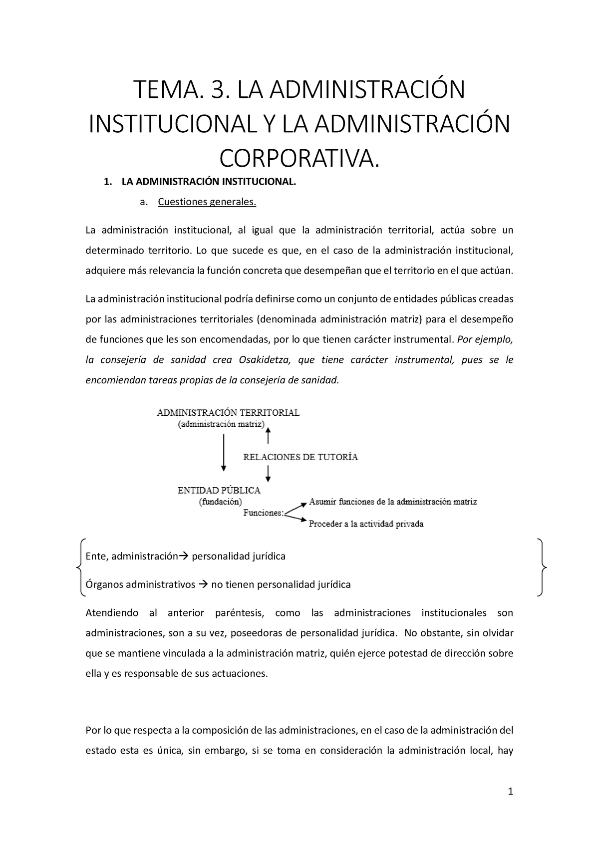 Derecho Administrativo Iii Tema 3 La Institucional Y La Corporativa