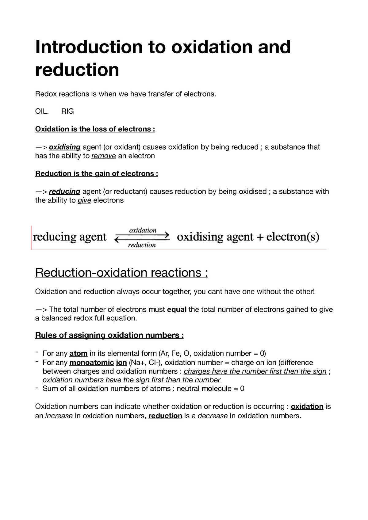 Loxidations And Reductions Introduction To Oxidation And Reduction