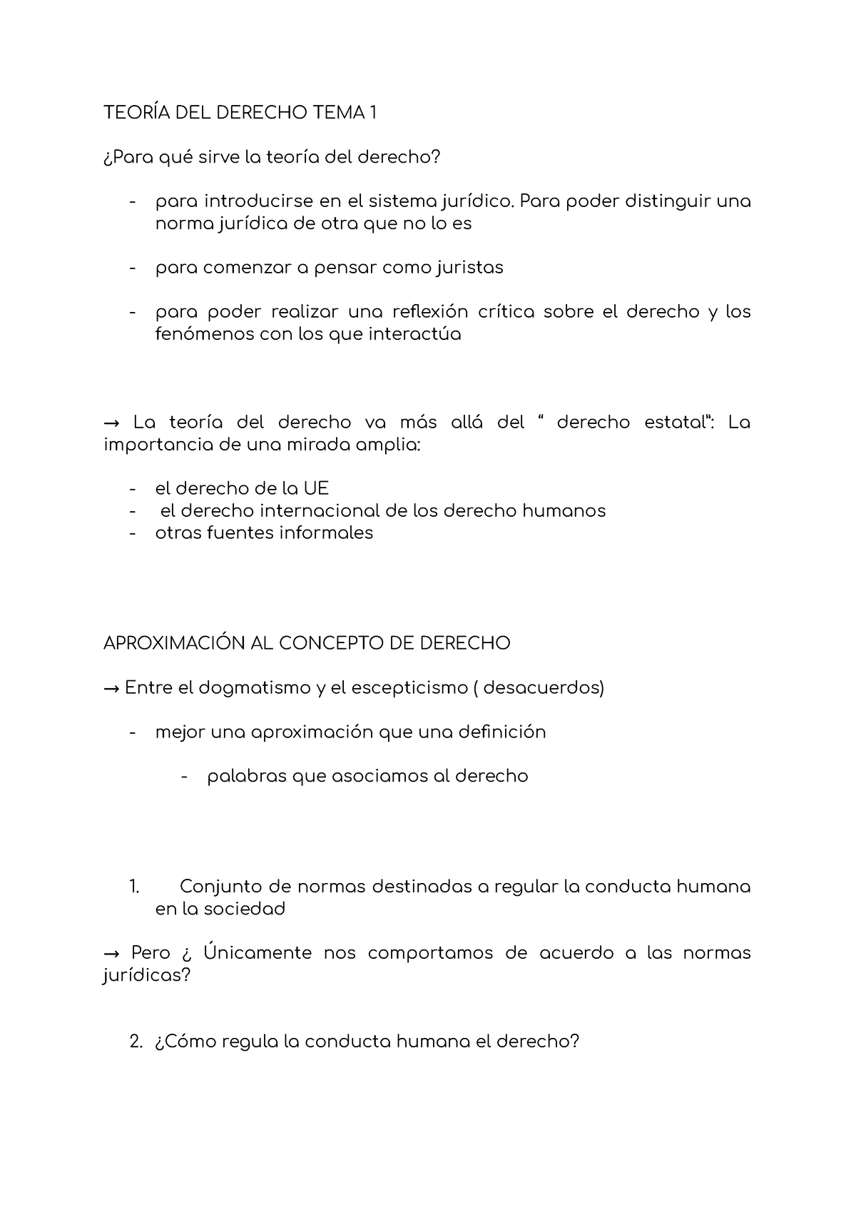 Teoría Del Derecho Tema 1 Y 2 TeorÍa Del Derecho Tema 1 ¿para Qué