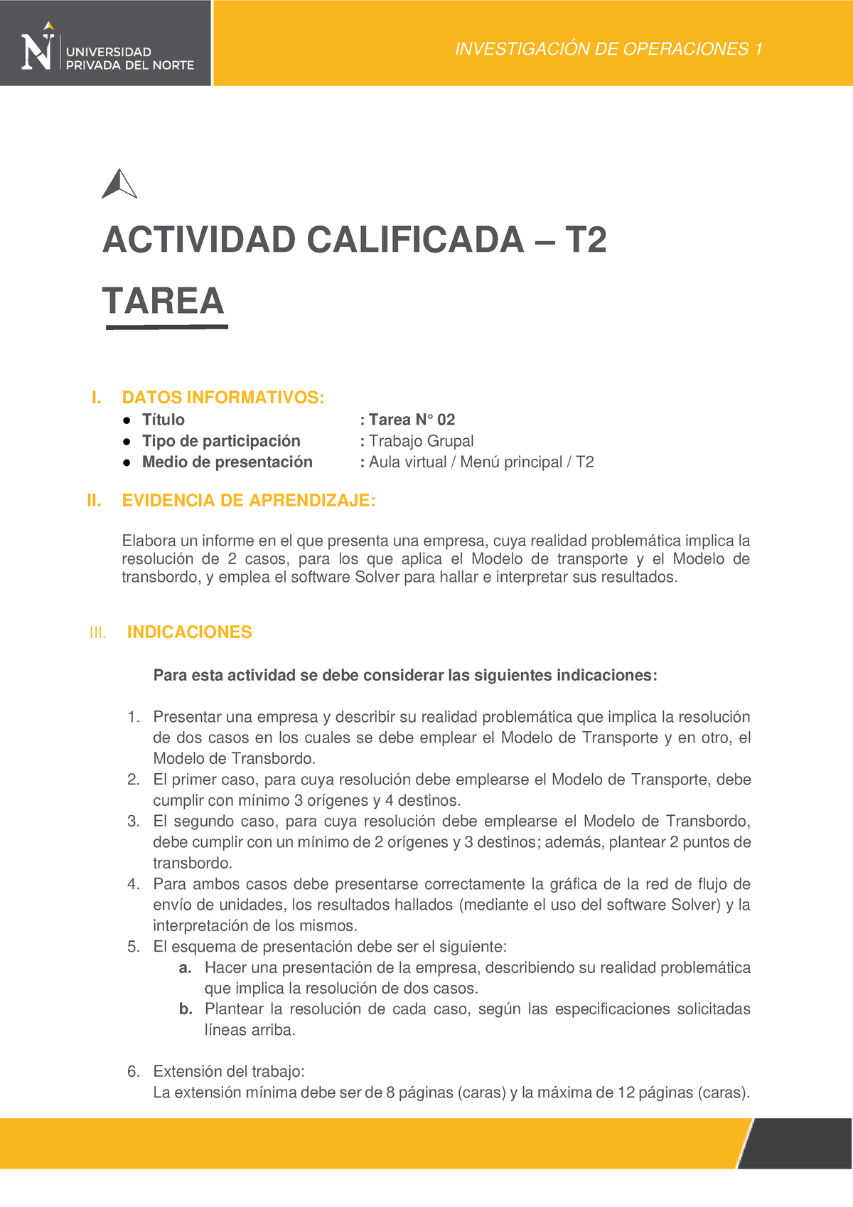 T2 Investigación De Operaciones 1 Actividad Calificada T Tarea I