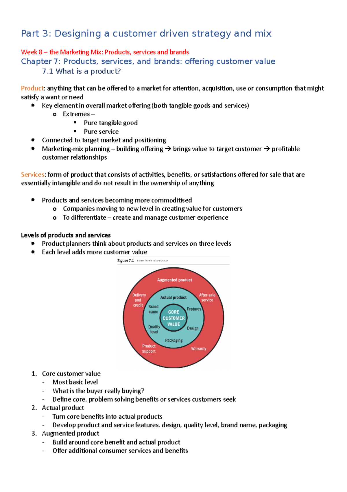 Mktg1001 Lecture Notes Part 3 Designing A Customer Driven Strategy