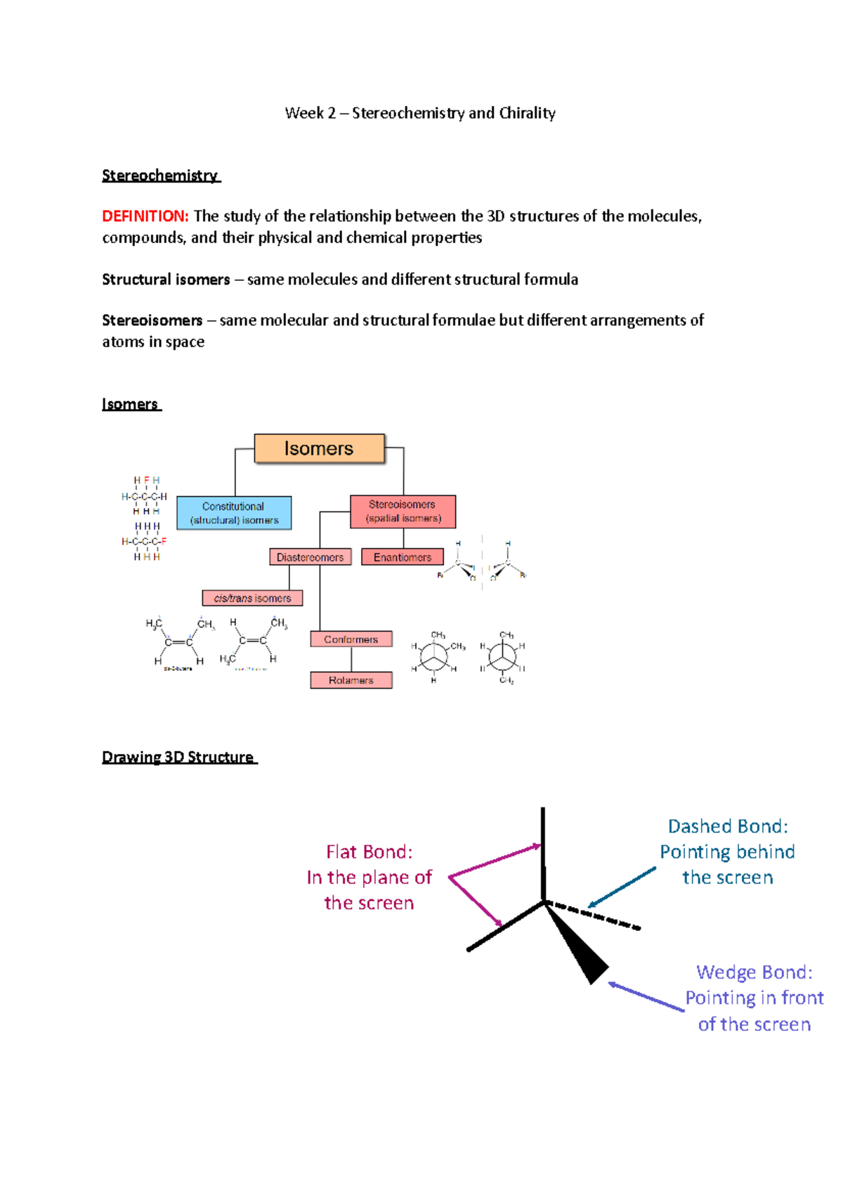 Stereochemistry And Chirality Week 2 Stereochemistry And Chirality