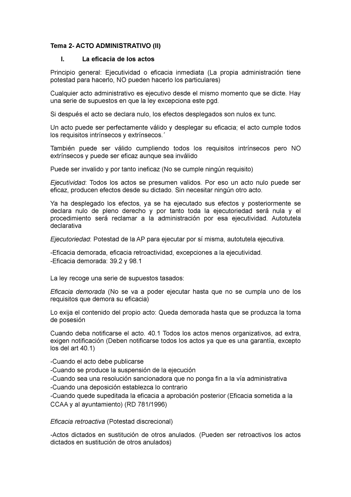 Derecho Administrativo Ii Tema 2 Tema 2 Acto Administrativo Ii I