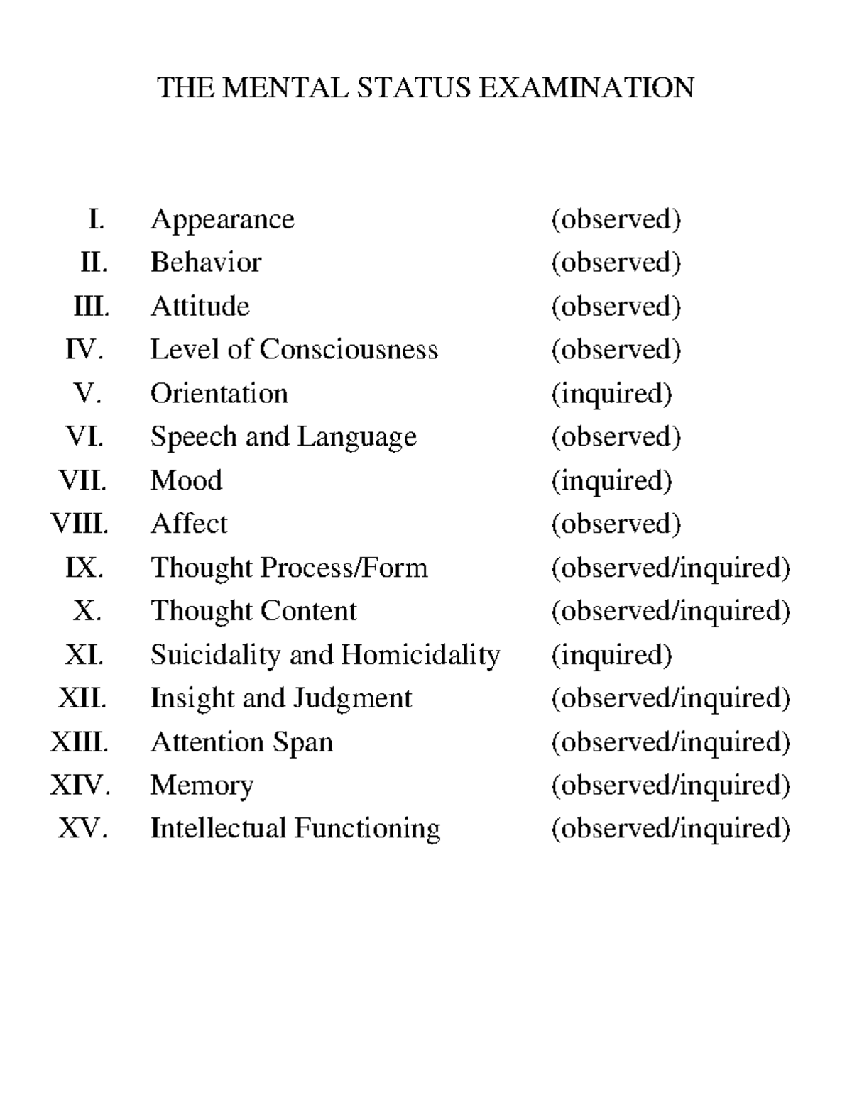 Mental Status Exam Guide 1 3 The Mental Status Examination I