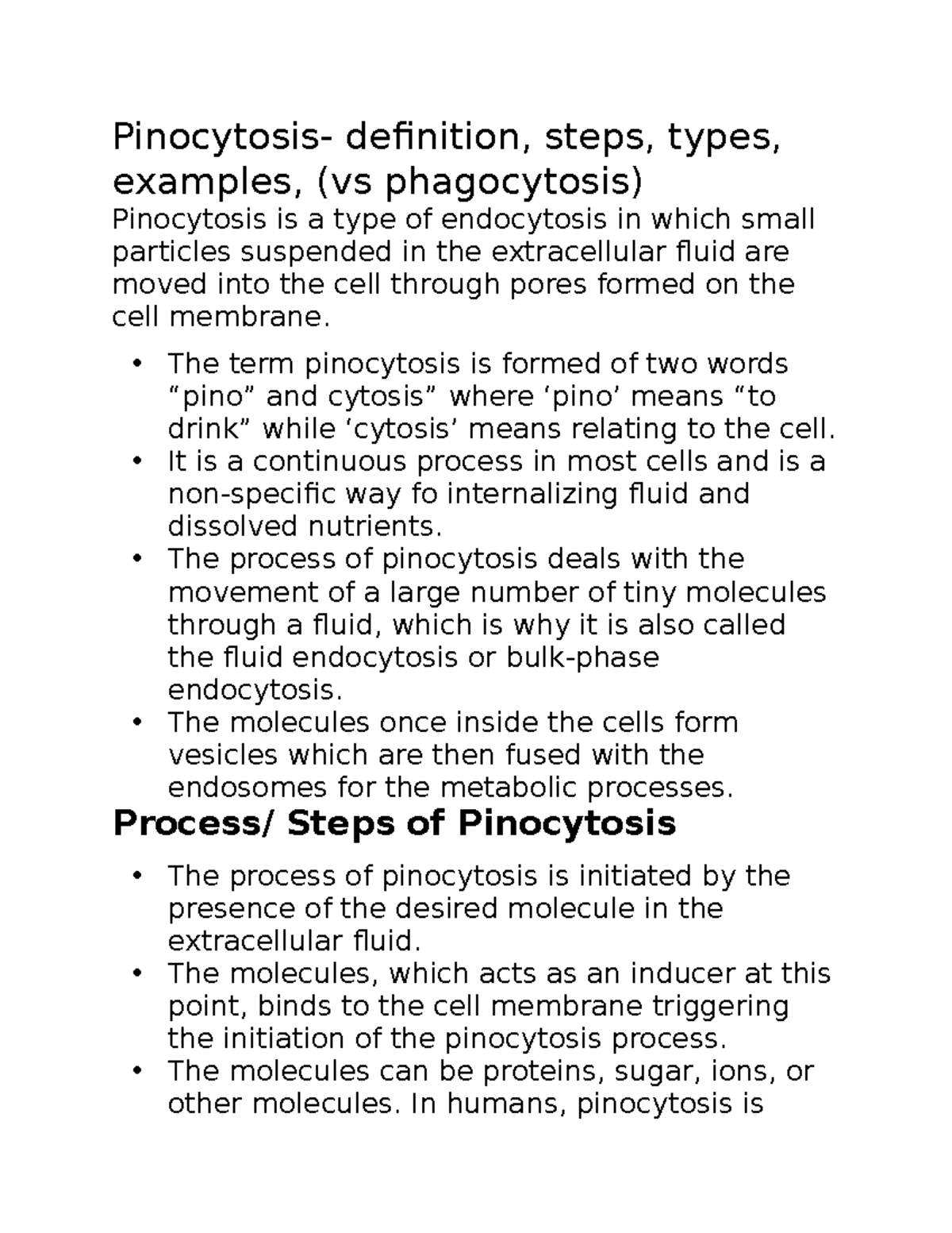 Bio 26 Notes Pinocytosis Definition Steps Types Examples Vs