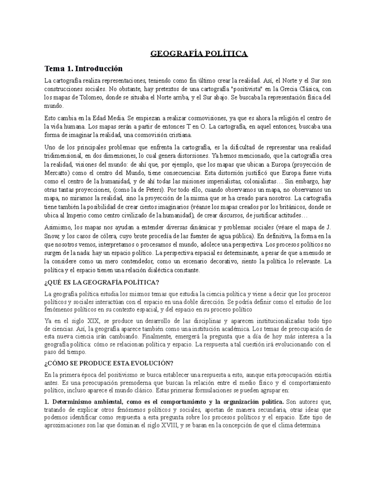 Geografia Política GeografÍa PolÍtica Tema 1 Introducción La